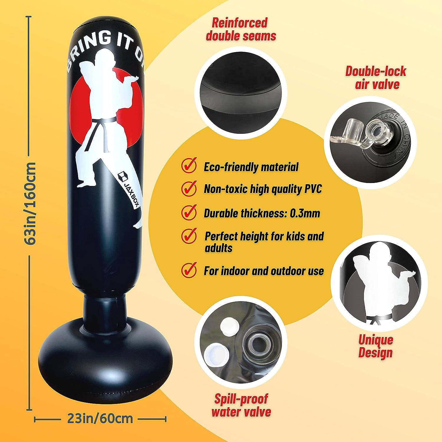 JAXBOX Inflatable Kids Punching Bag - 64 Freestanding Boxing Bag for ...