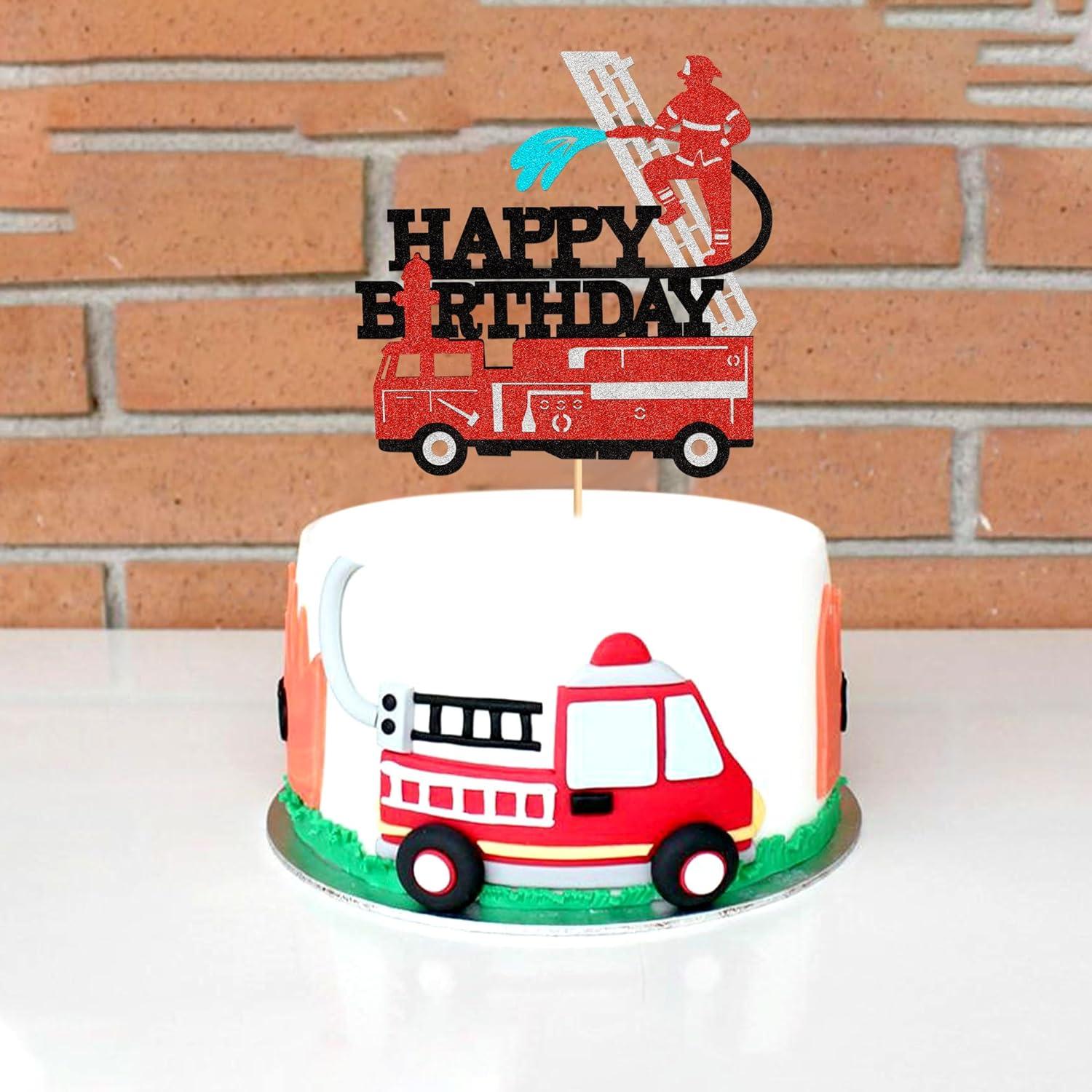 Ercadio 1 Pack Fireman Cake Toppers Fire Department Cake Picks for Fire ...