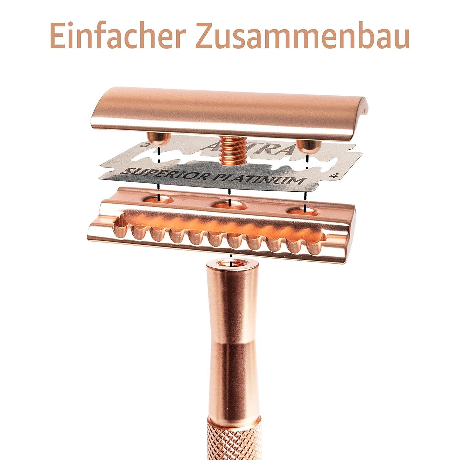 ANYMALE Safety Razor Rose Gold Edition - Eco-Friendly Ladies Set with ...