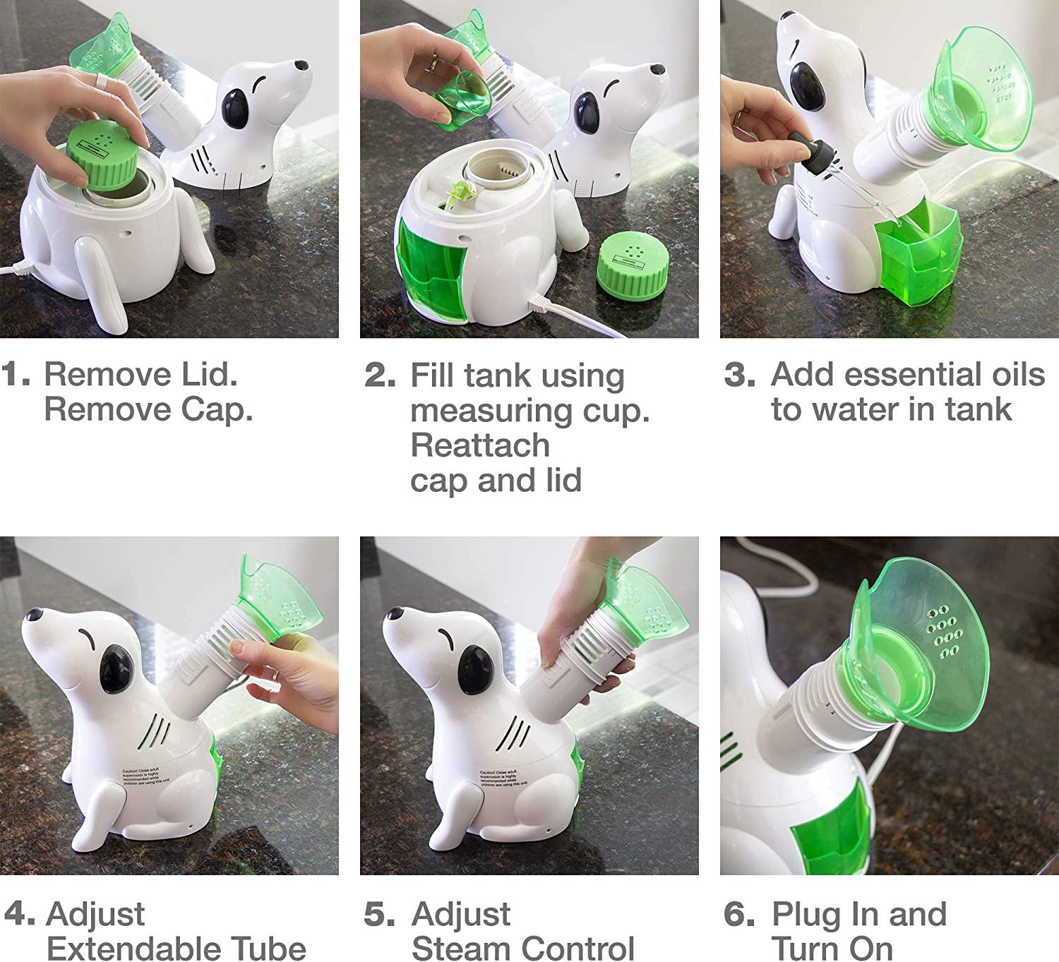 HealthSmart Kids Humidifier & Steam Inhaler with Aromatherapy Tank and ...