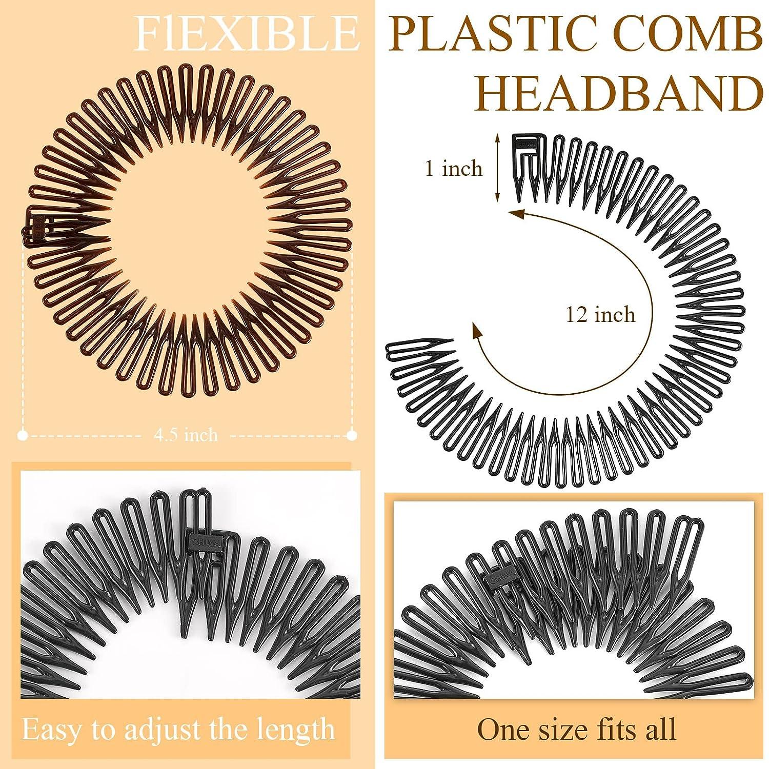 20 Pcs Flexible Circle Comb Hairband Holder for Women Girls - Black ...