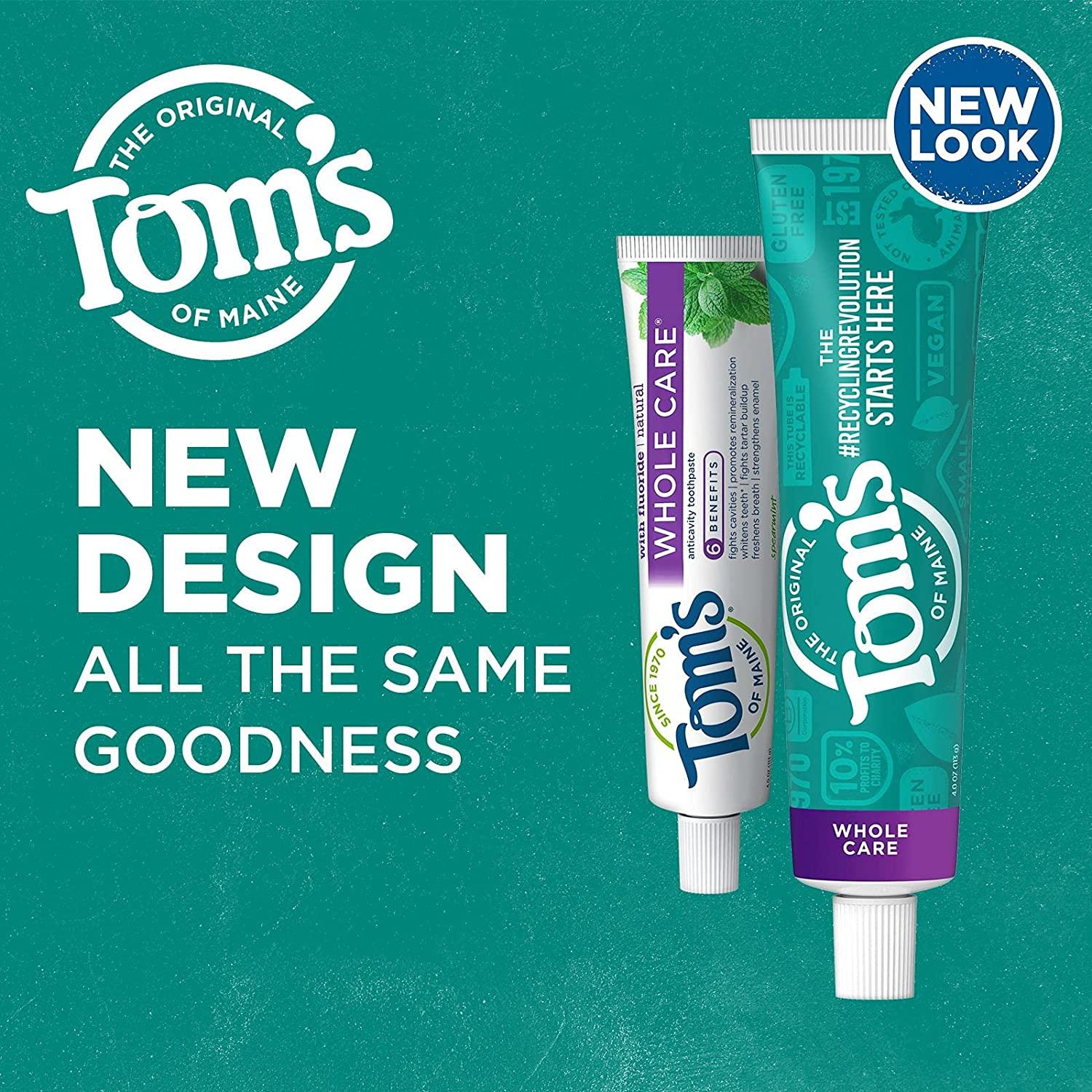 Tom's of Maine Whole Care Natural Fluoride Toothpaste - Spearmint 4 oz ...