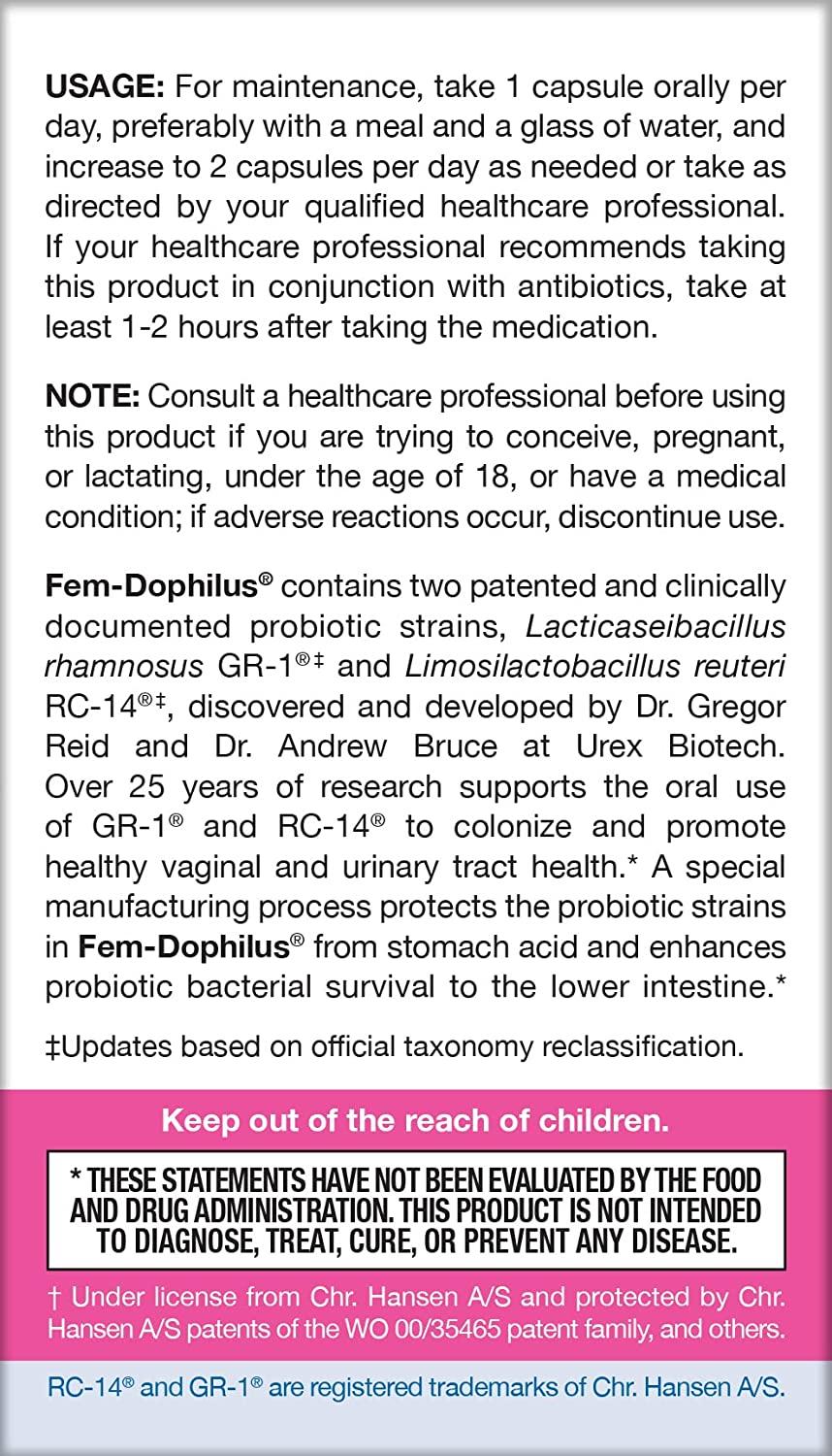 Jarrow Formulas Fem-Dophilus 60 Veggie Capsules - Womens Probiotic for ...