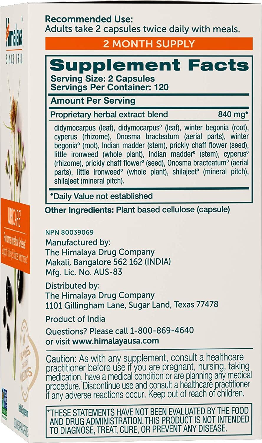 Himalaya UriCare 240 Veg Capsules - Support Urinary Health & Wellness ...