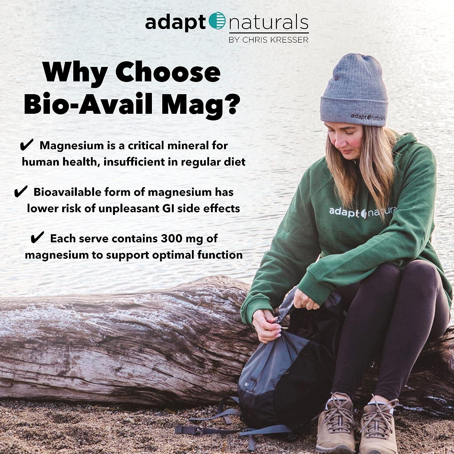 Adapt Naturals Bio-Avail Mag - High Absorption Magnesium Supplement - Chelated Bisglycinate ...