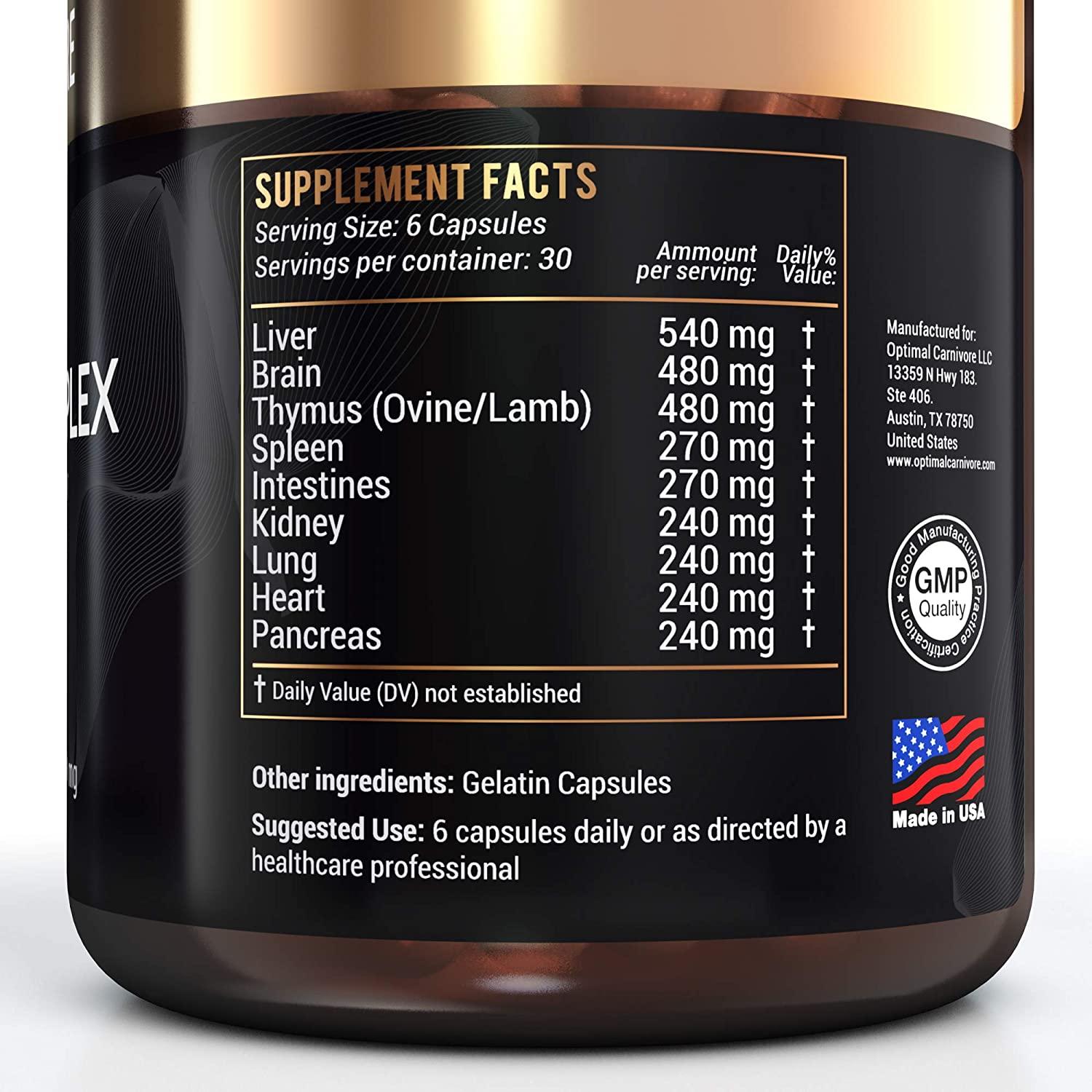 Grassfed Beef Organs Supplement - Organ Complex with Liver, Brain ...