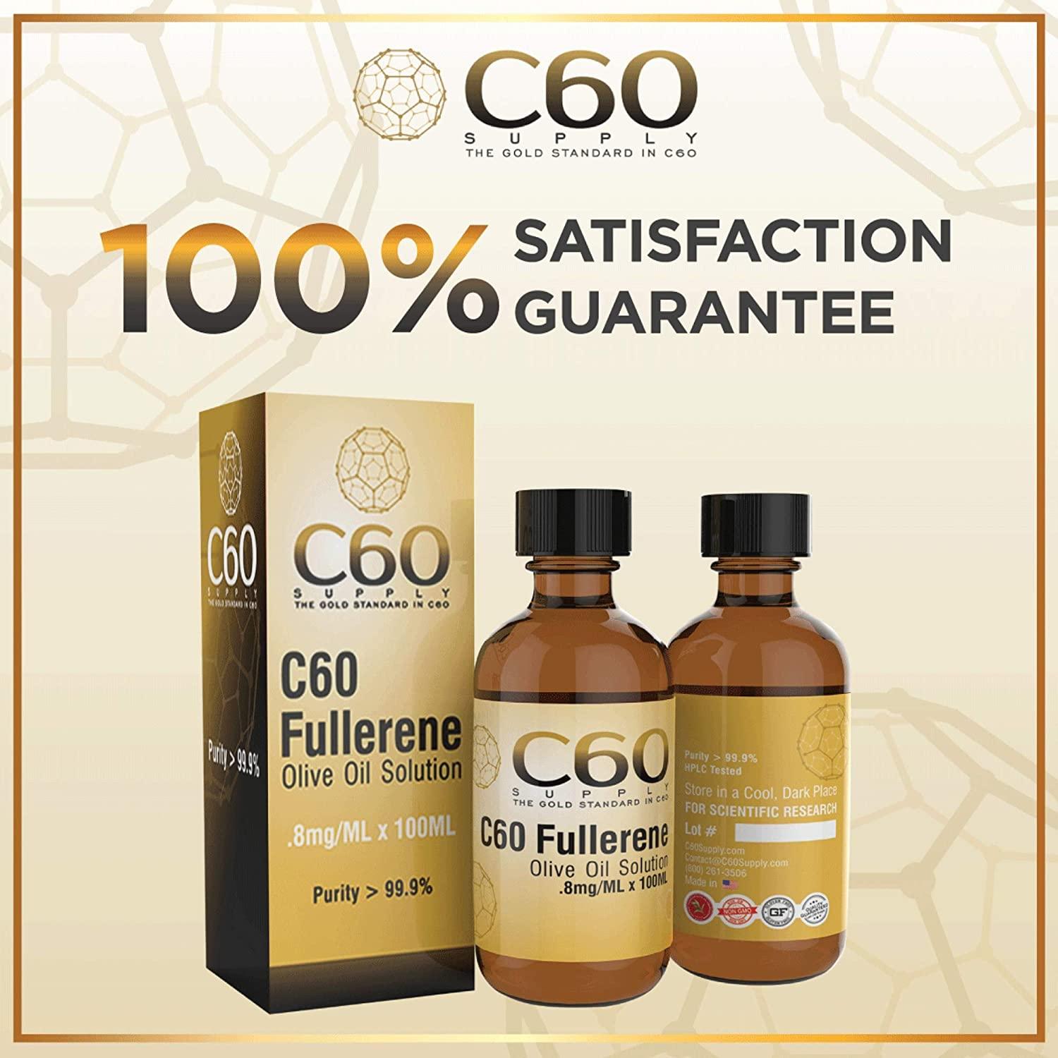 C60 Supply Fullerene 99.9% Purity in Extra Virgin Olive Oil - 100ml Amber Glass Bottle - Skin ...