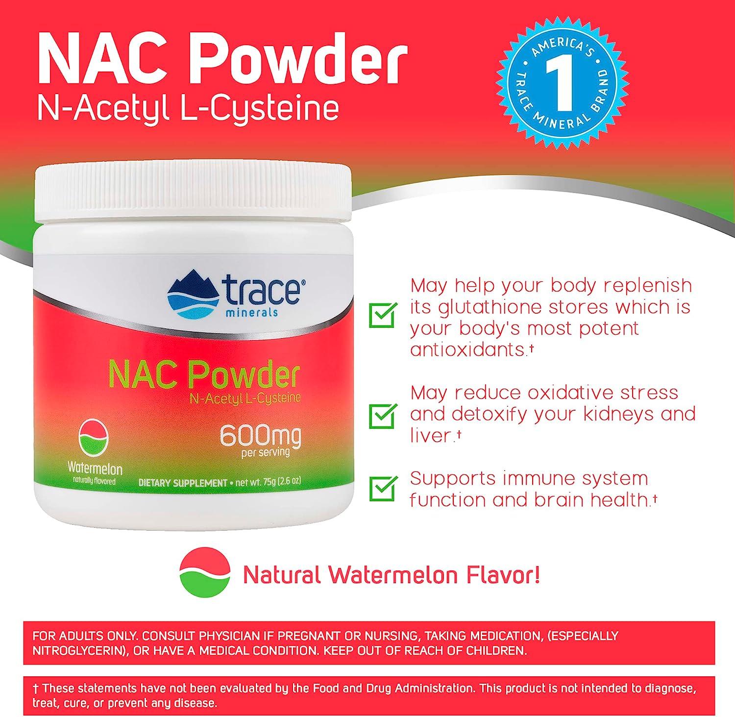 Trace Minerals NAC Powder - 600mg Amino Acids for Immune System & Organ ...