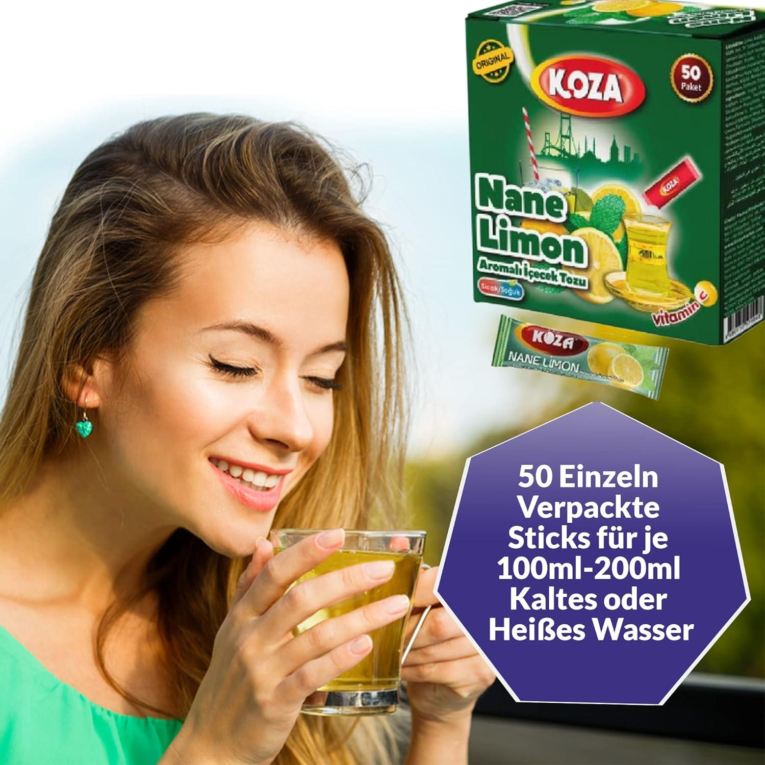 Koza Mint Lemon Instant Beverage Powder Sticks 50 Pack | Hot & Cold ...