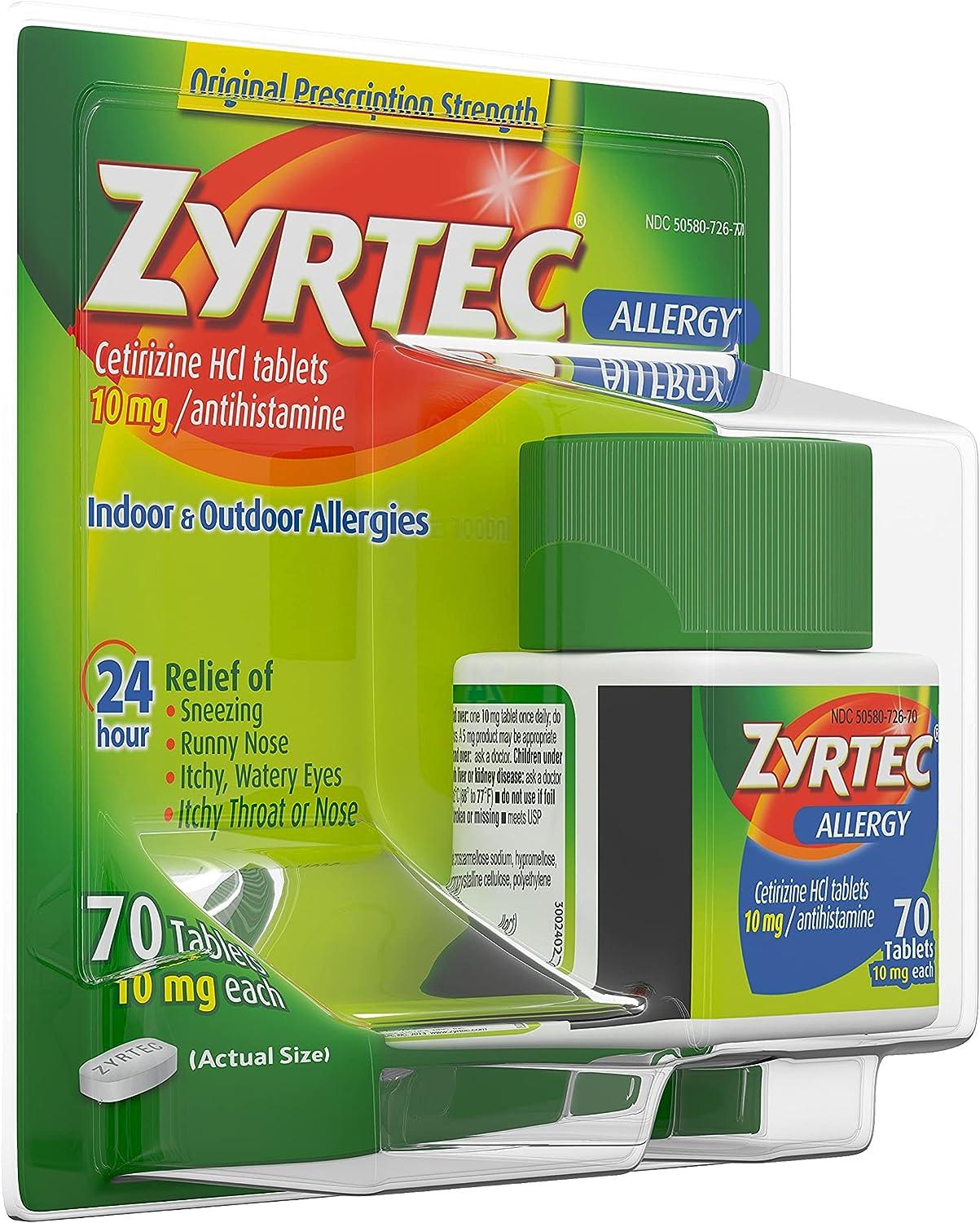 Zyrtec 24 Hour Allergy Relief Tablets 10mg - 70ct - Antihistamine ...
