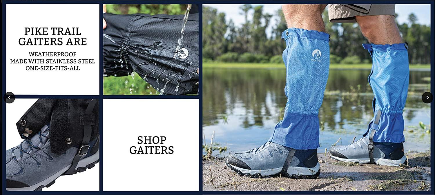 Pike Trail Waterproof Leg Gaiters for Outdoor Activities - Black | Buy ...