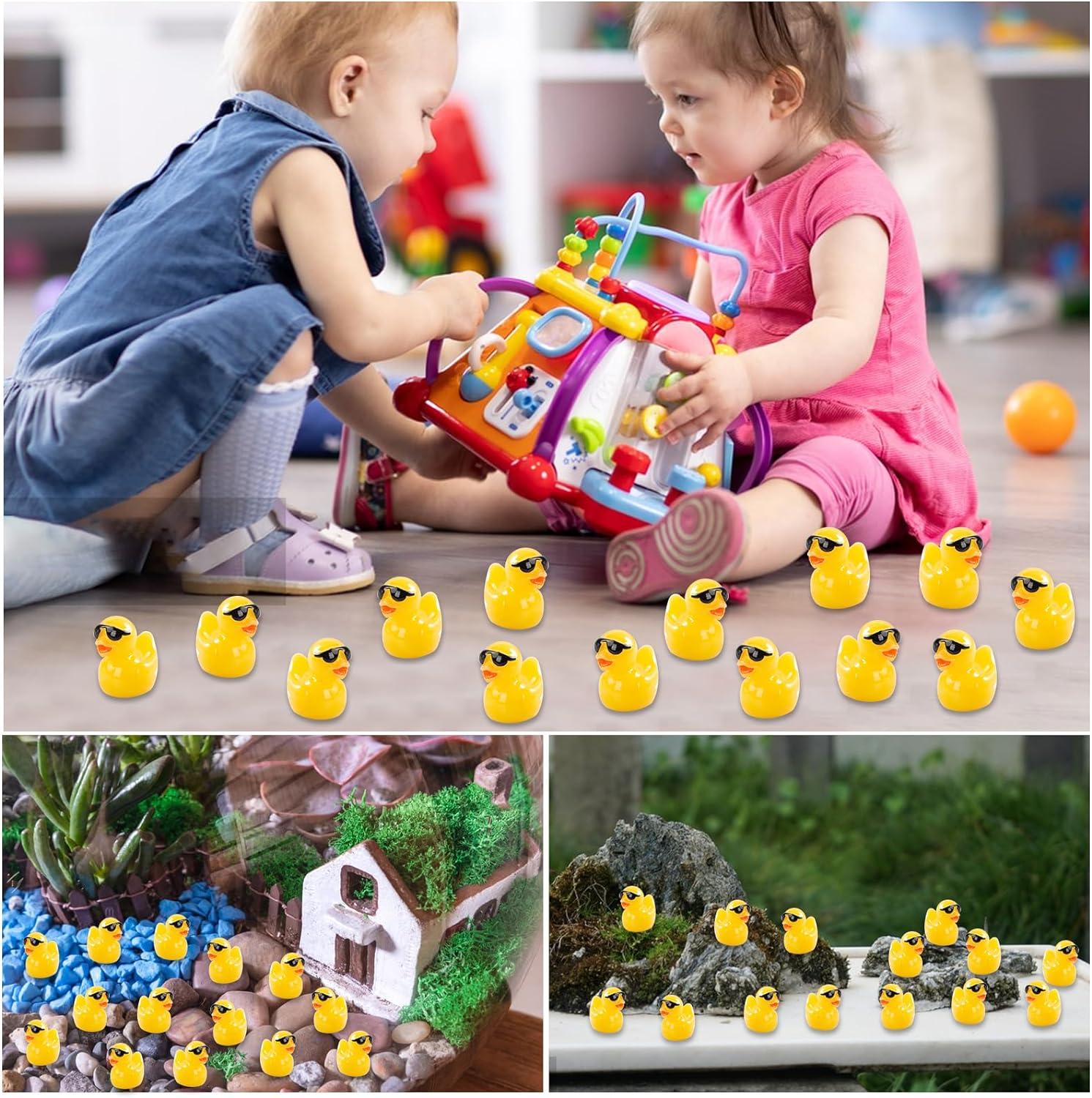 100Pcs Mini Resin Ducks with Sunglasses - Cute Yellow Ducks for DIY ...