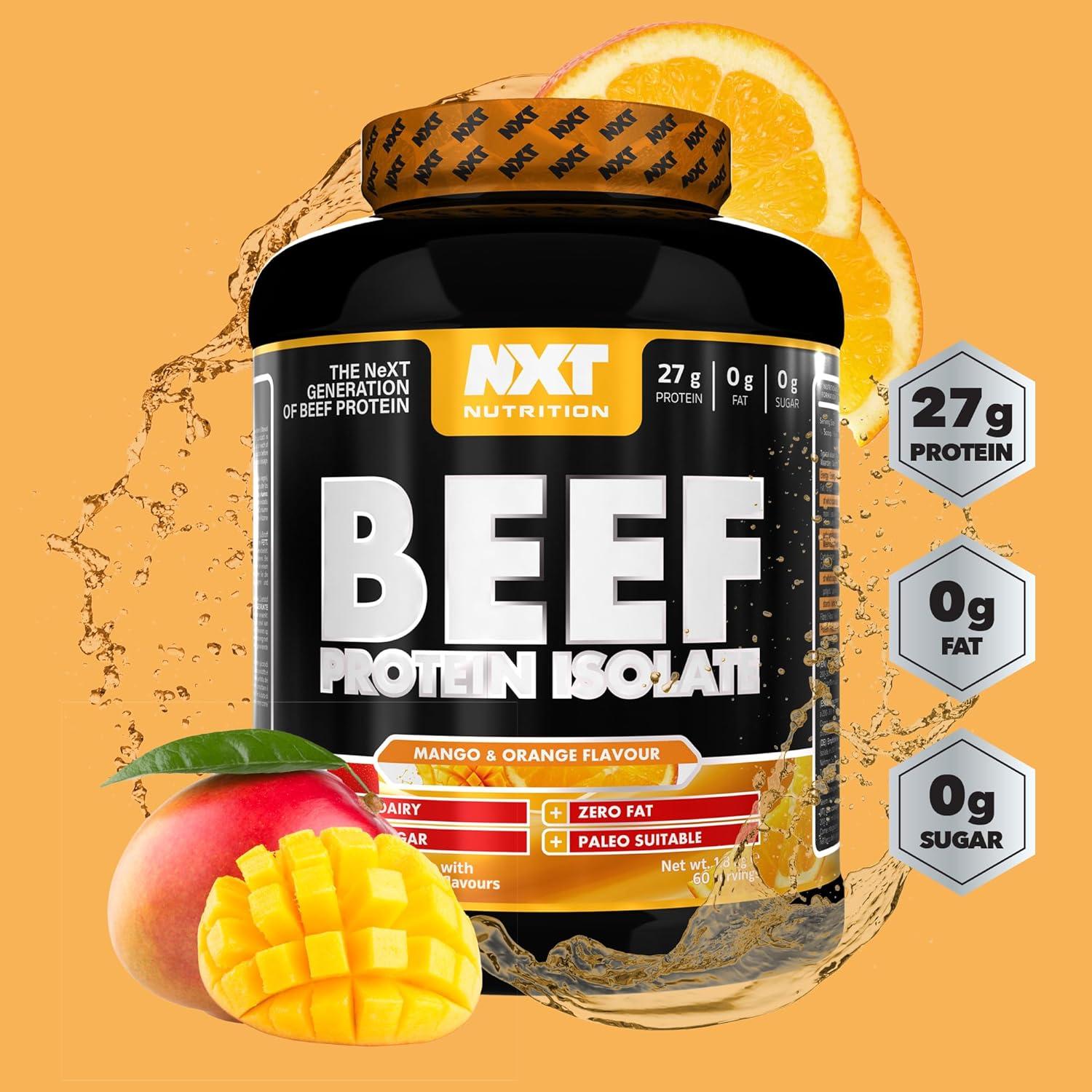 NXT Nutrition Beef Protein Isolate Powder - Mango & Orange Flavor | 1 ...