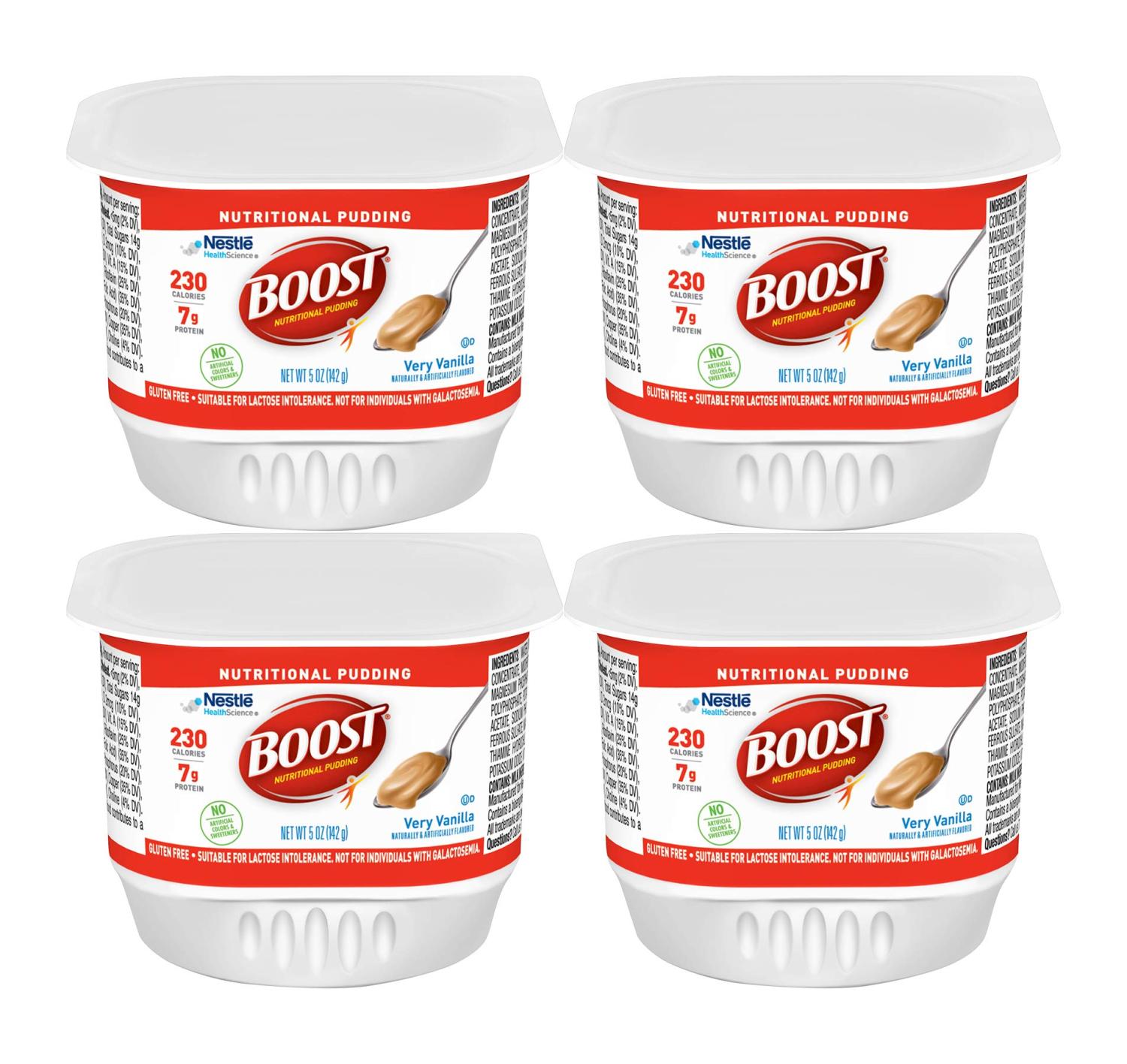 Nestle Boost Nutritional Pudding Very Vanilla 4 Count 5 Ounce (Pack of ...