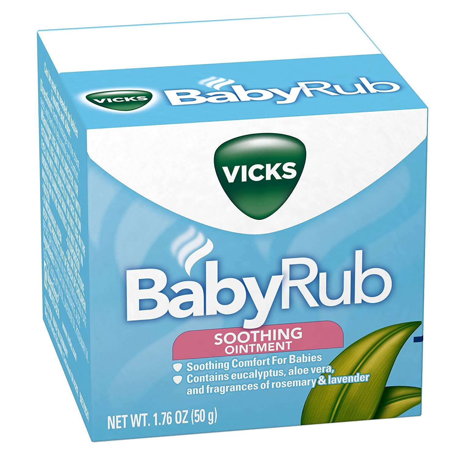 Vicks BabyRub Chest Rub Ointment with Soothing Aloe Eucalyptus Lavender ...