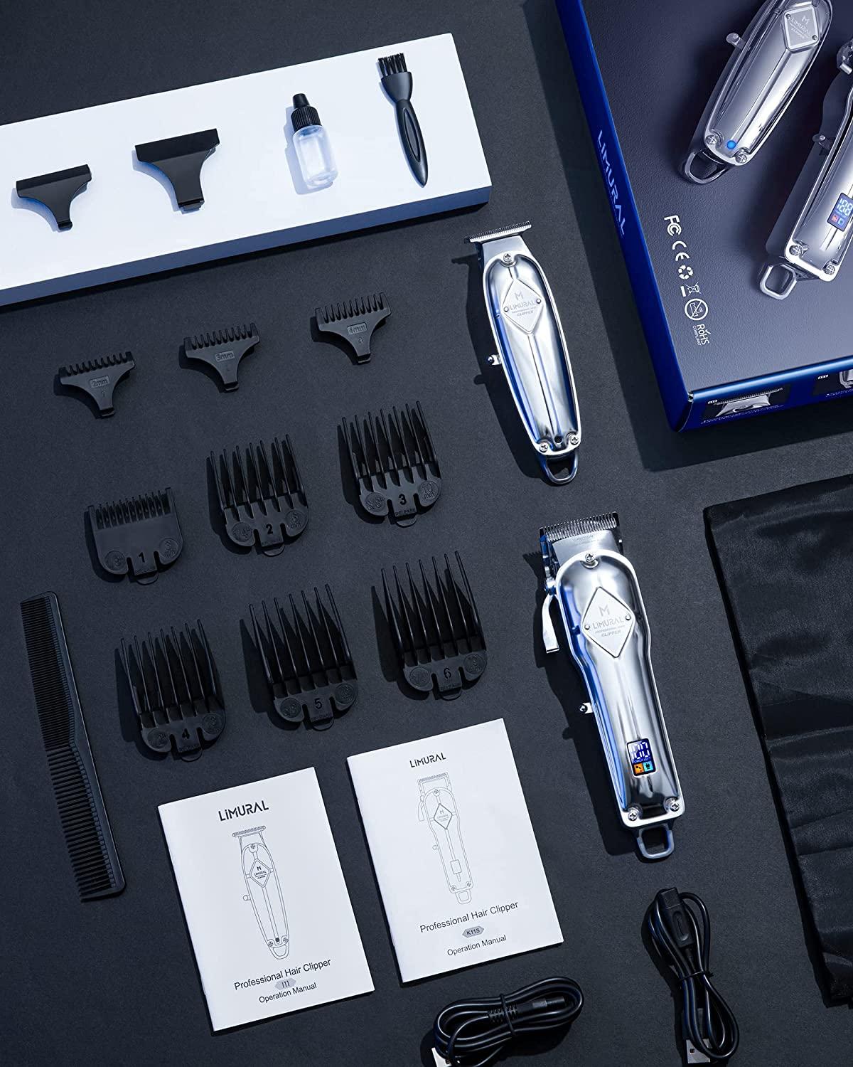 Limural Professional Hair Clippers and Trimmer Kit for Men - Cordless Barber Clipper + Beard T ...