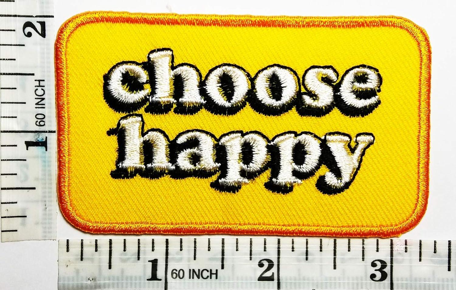 Choose Happy Word Patches - DIY Embroidered Iron On/Sew On Patch for ...