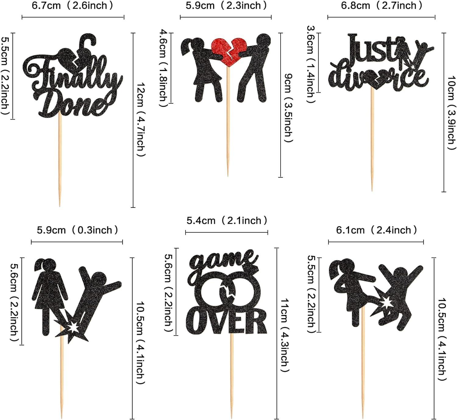 Ercadio 24 Pack Divorce Cupcake Toppers Black Glitter Finally Done Just ...