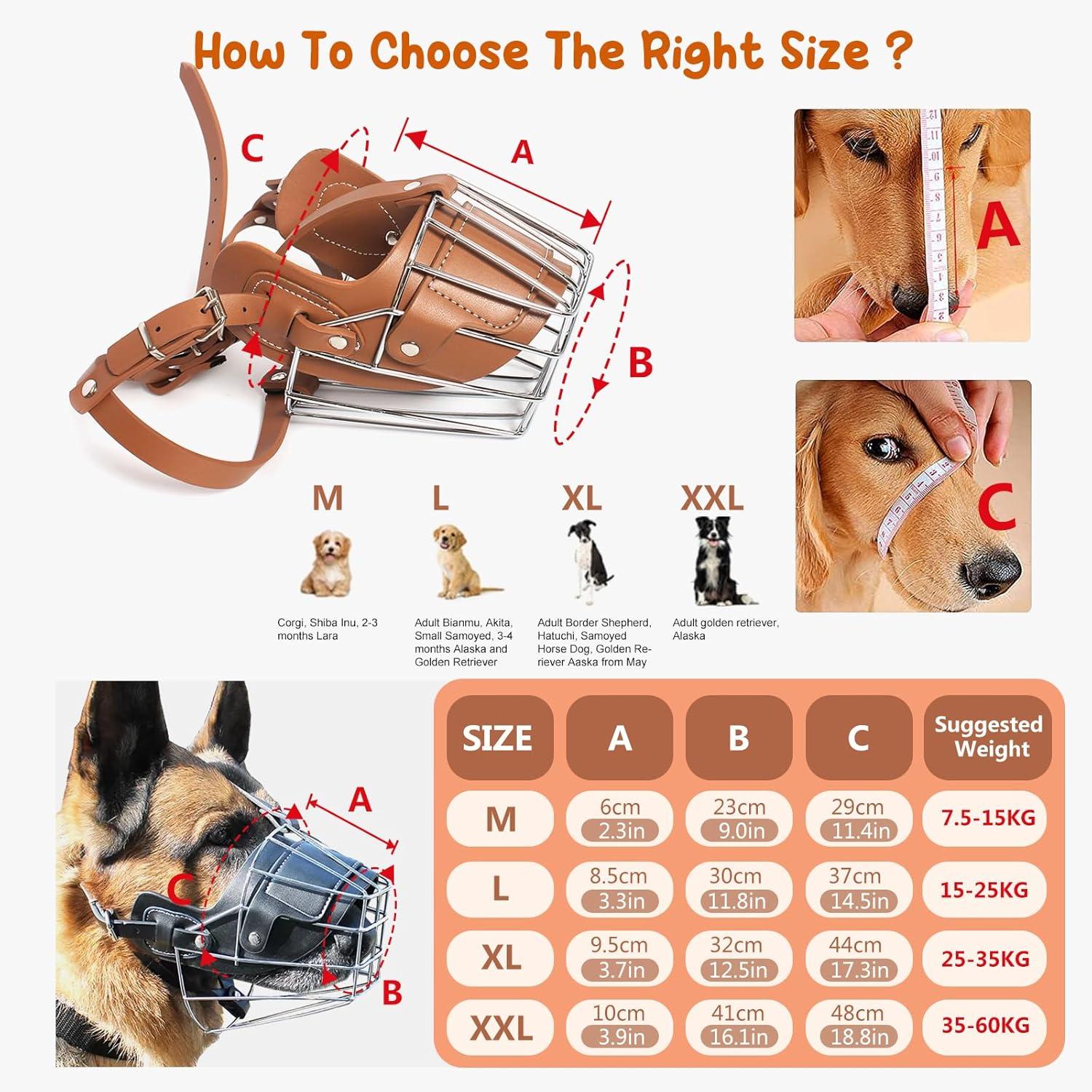 Petcute XL Brown Metal Dog Muzzle - Durable Safety Muzzle for Biting ...