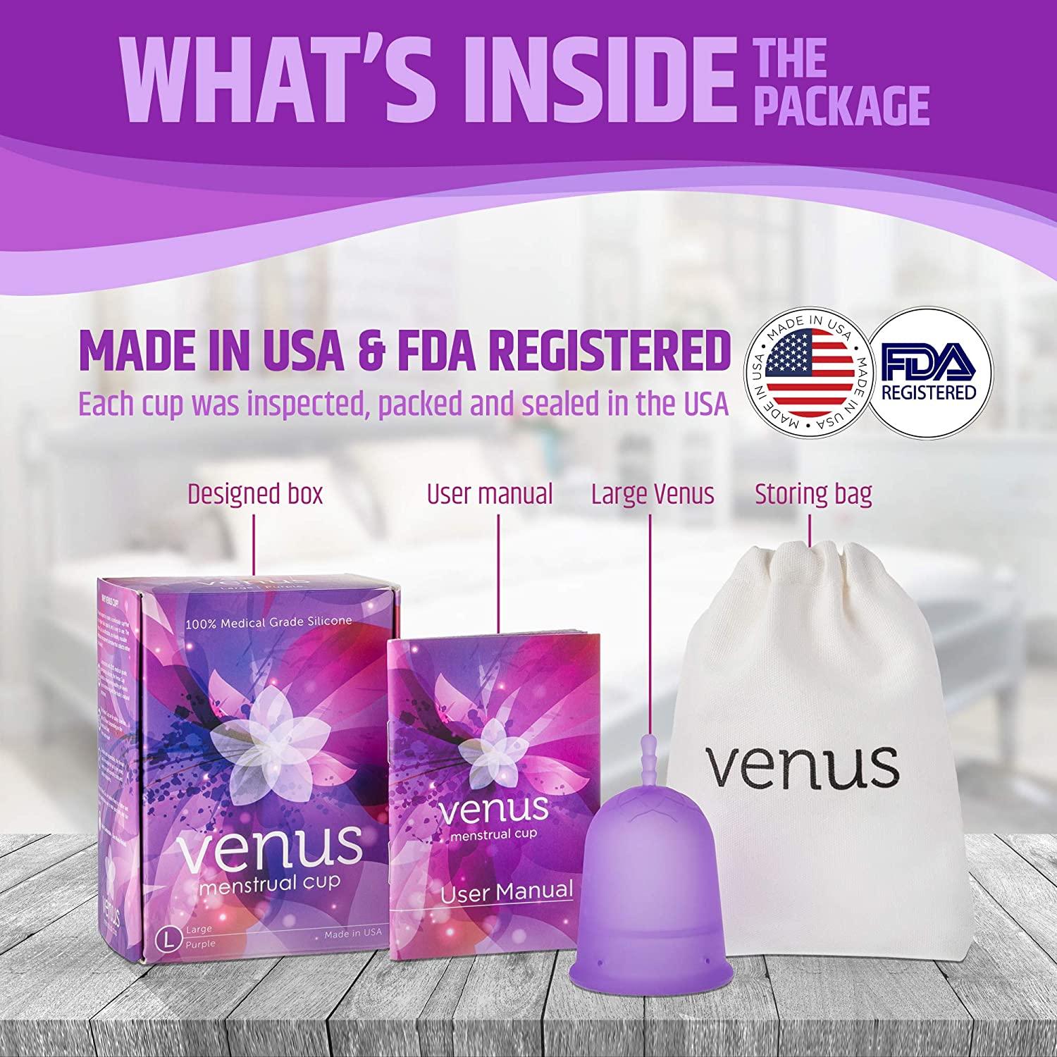 Venus Large Menstrual Cup – High Capacity for Heavy Flow – Made in USA ...
