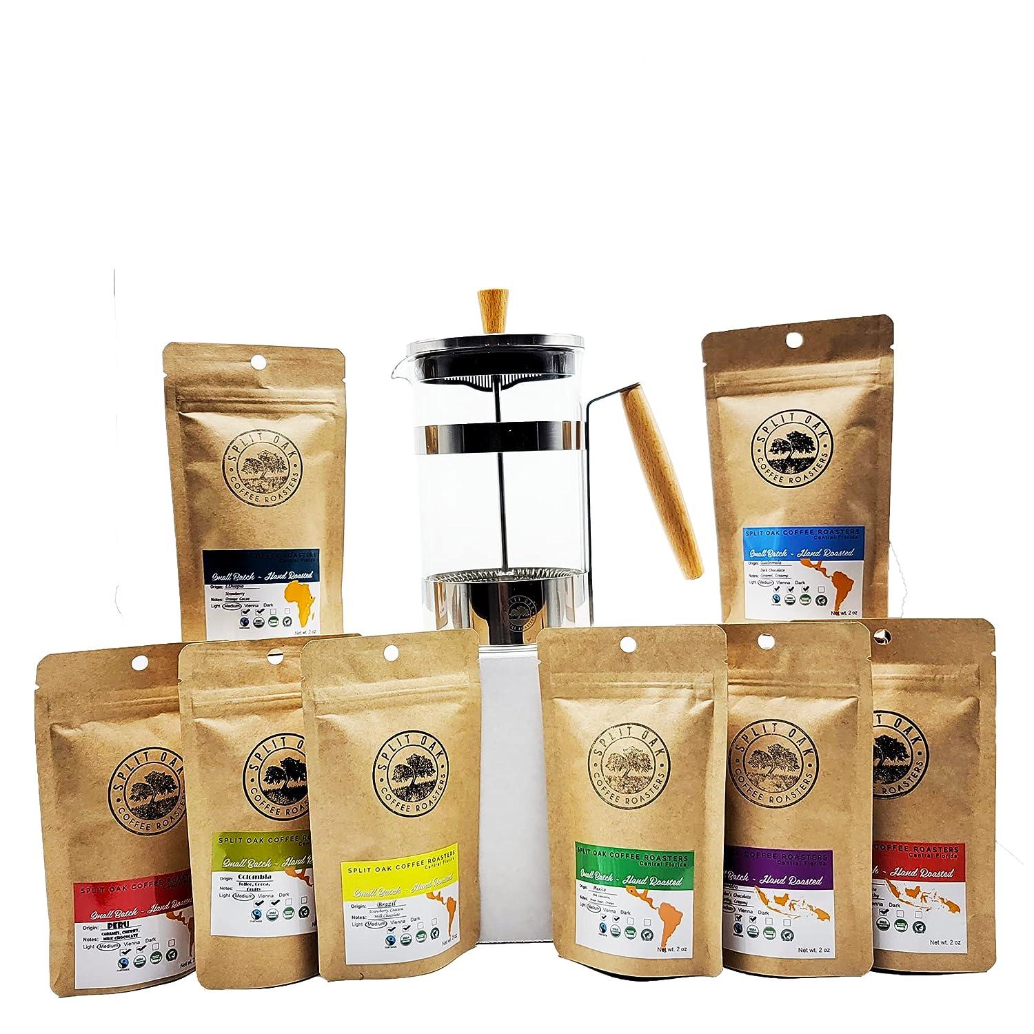Best Coffee Gift Box Set: 8 Assorted Coffees +1 French Press Stainless ...