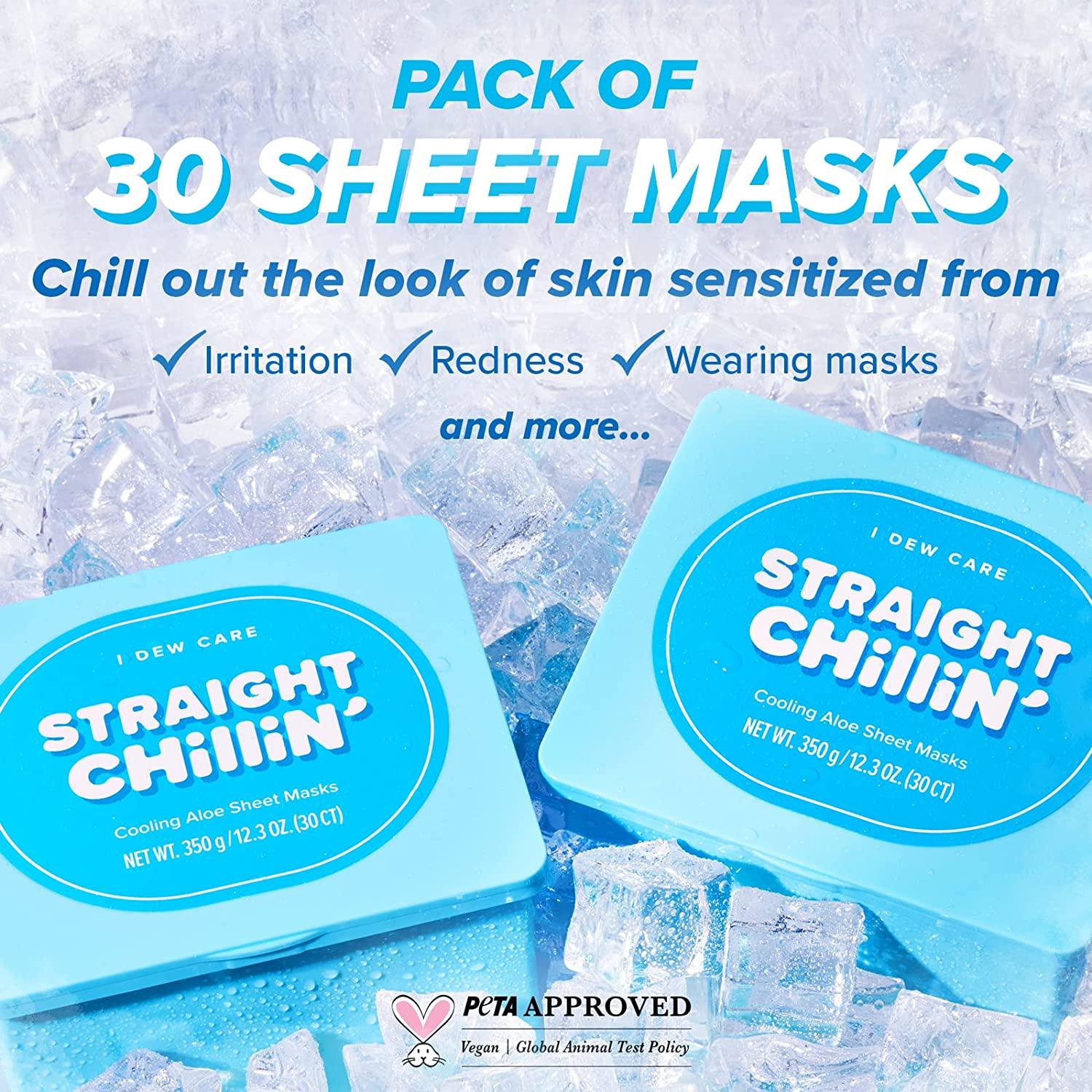 I Dew Care Straight Chillin Sheet Masks - 30 Aloe-Infused Cooling Masks ...