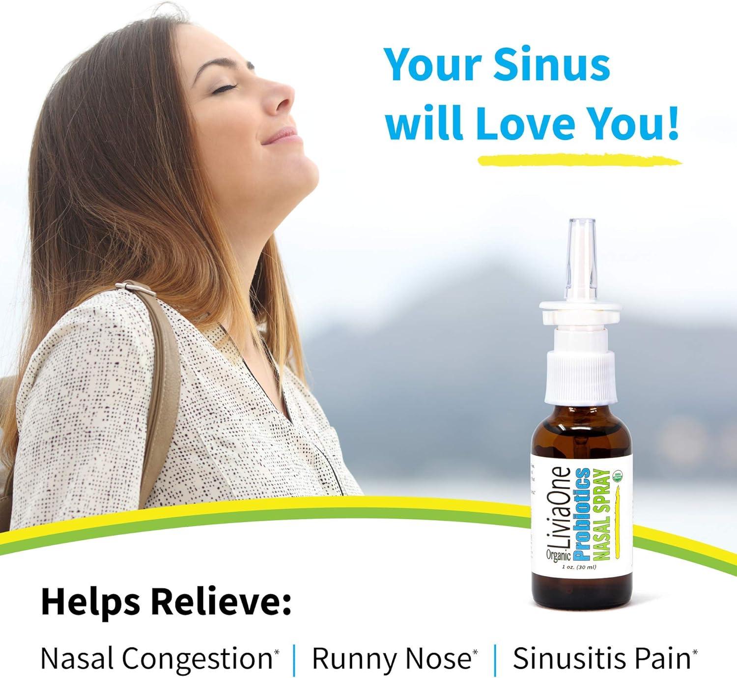 LiviaOne Probiotics Nasal Spray - Natural Sinus Relief for Allergies ...