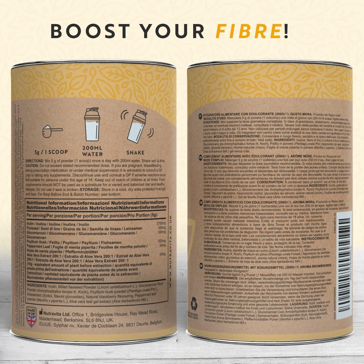 Nutravita Fibre Complex Powder - BlackBerry Flavour | Vegan Supplement ...