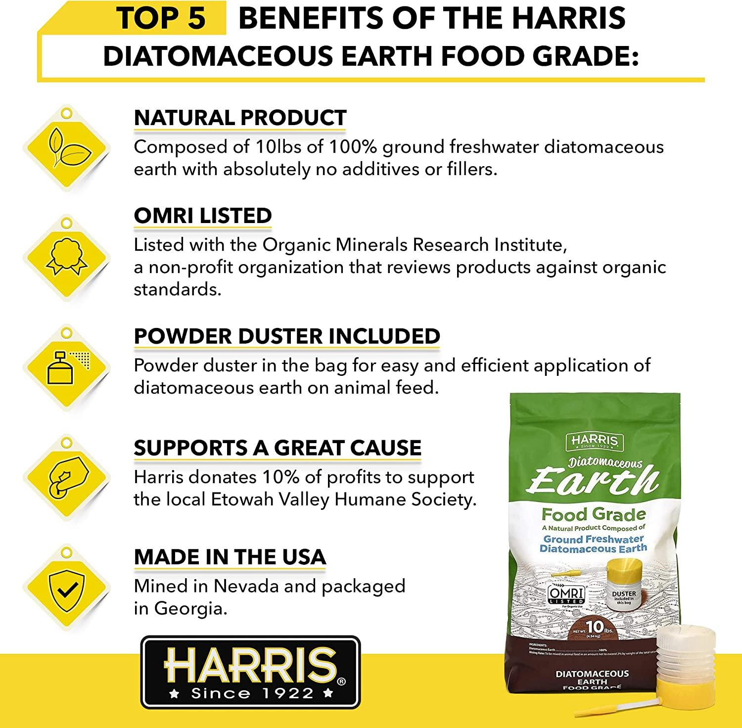 HARRIS Diatomaceous Earth Food Grade 10lb with Powder Duster - All-in ...