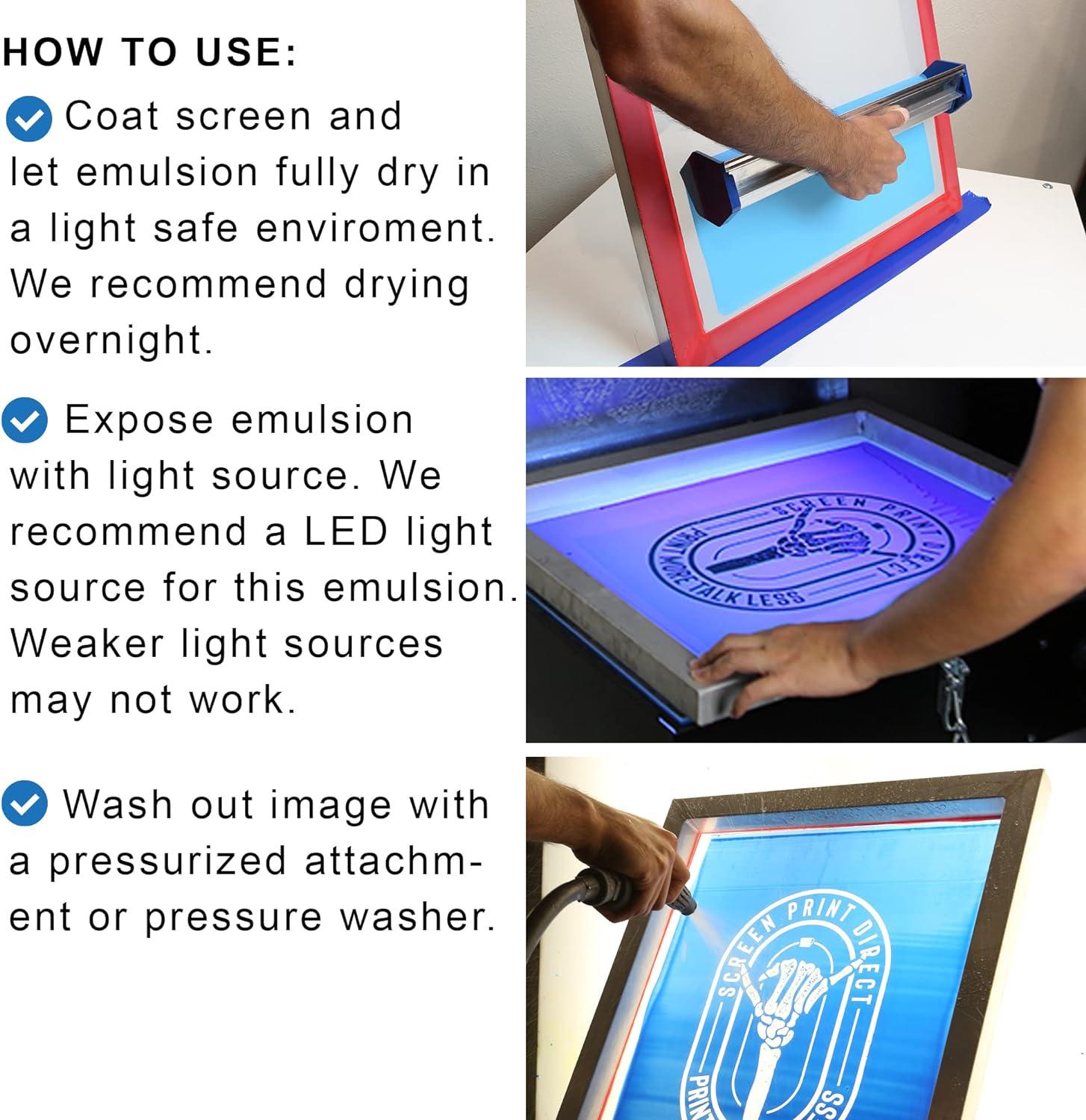 Ecotex AP Blue Screen Printing Emulsion 32oz - Pre-Sensitized Photo ...