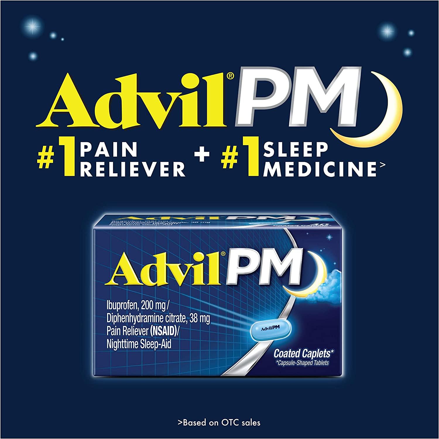 Advil PM Pain Reliever/Nighttime Sleep Aid (20 Count) - 200mg Ibuprofen ...
