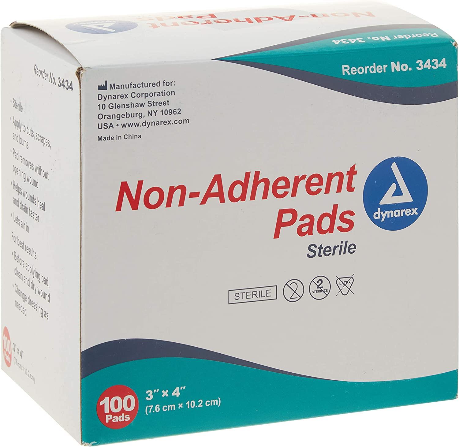 Dynarex Non-Adherent Pads 3x4 - Sterile, Individually Packaged for ...