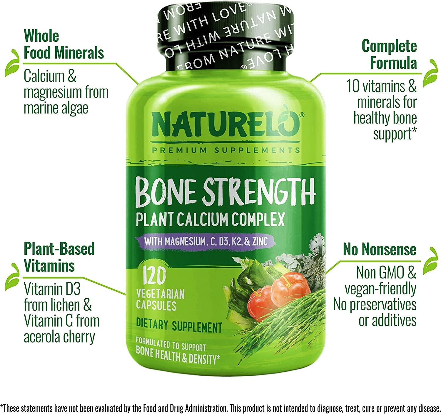 Naturelo Plant-Based Calcium for Bone Strength - 120 Capsules | Vegan ...