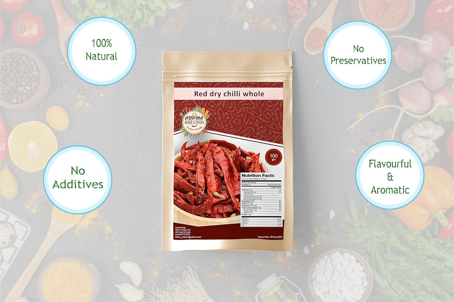 100% Natural Dry Red Chilli Whole - 100gm | Premium Quality Whole Red ...
