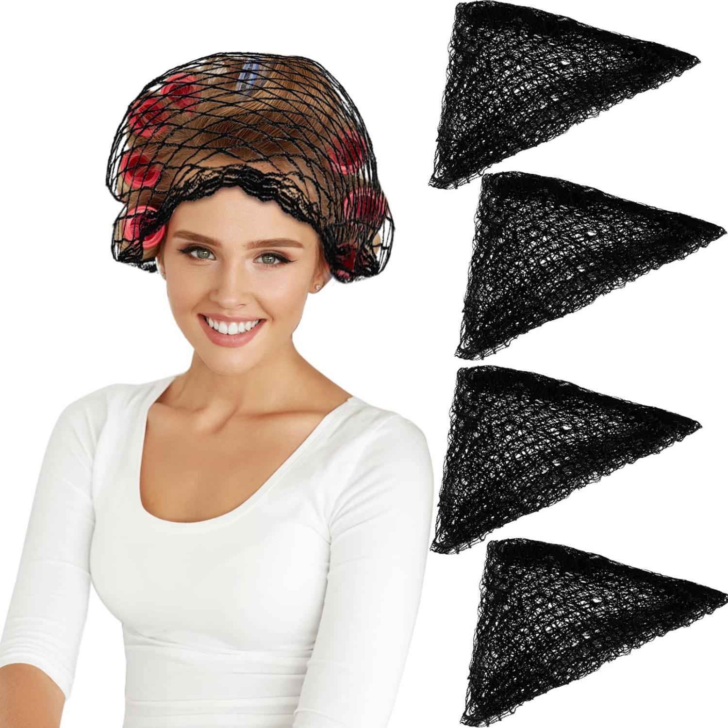 4 Pack Triangle Hair Nets for Rollers | Women's Mesh Hair Setting Net ...