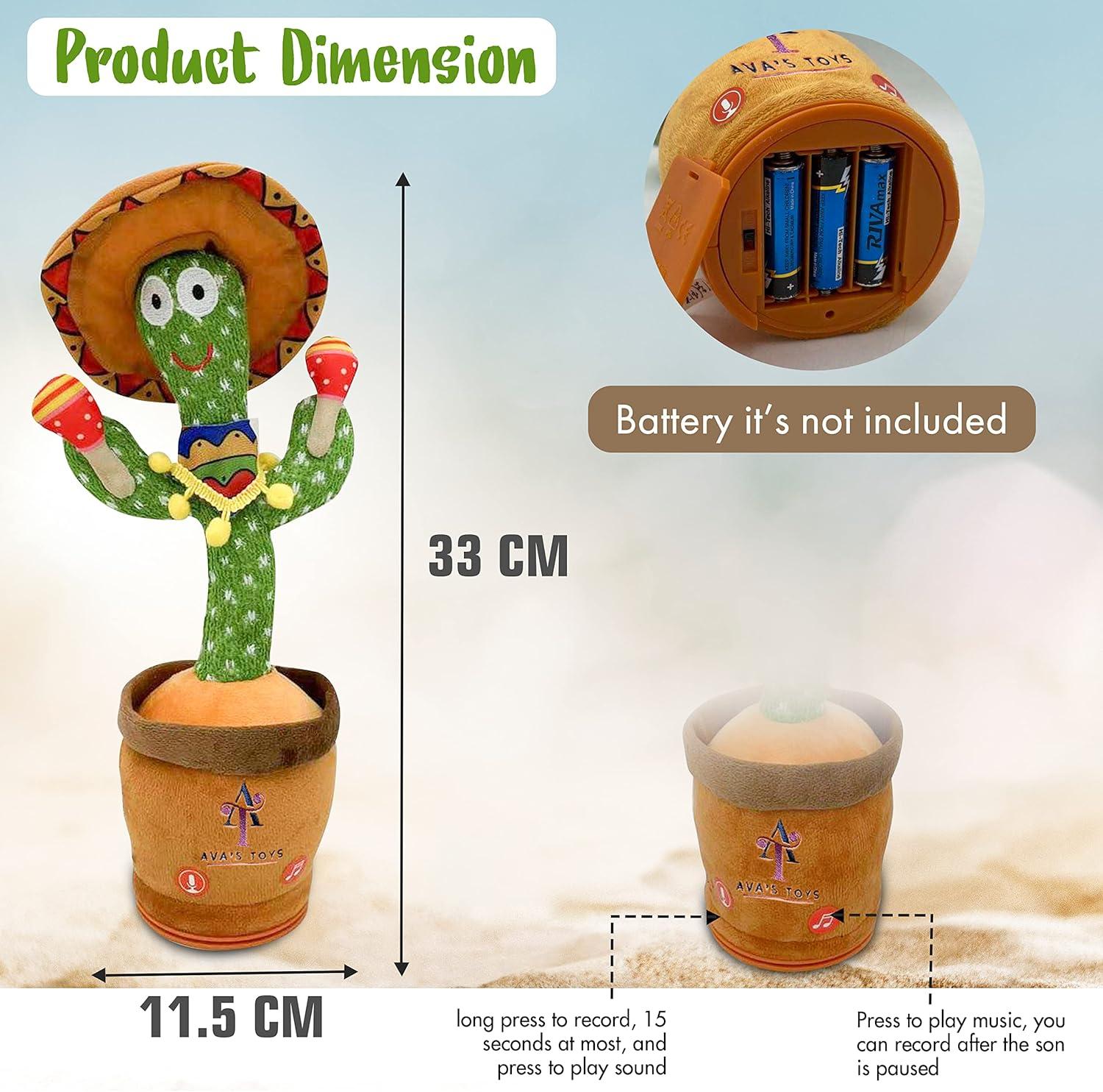 Ava's Toys Dancing Cactus- Voice Recorder & Repeat What You Say Talking ...