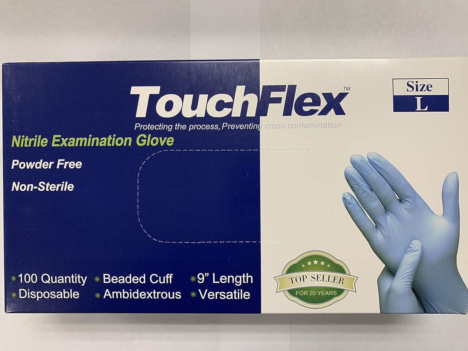 Intco TouchFlex Blue Nitrile Exam Gloves - Chemo-Rated, Powder & Latex ...