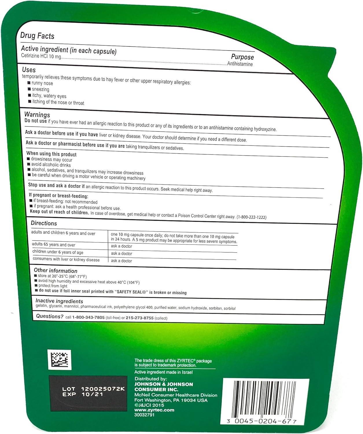 Zyrtec Liquid Gels 65 Count - Fast Relief Allergy Medicine | Buy Now ...