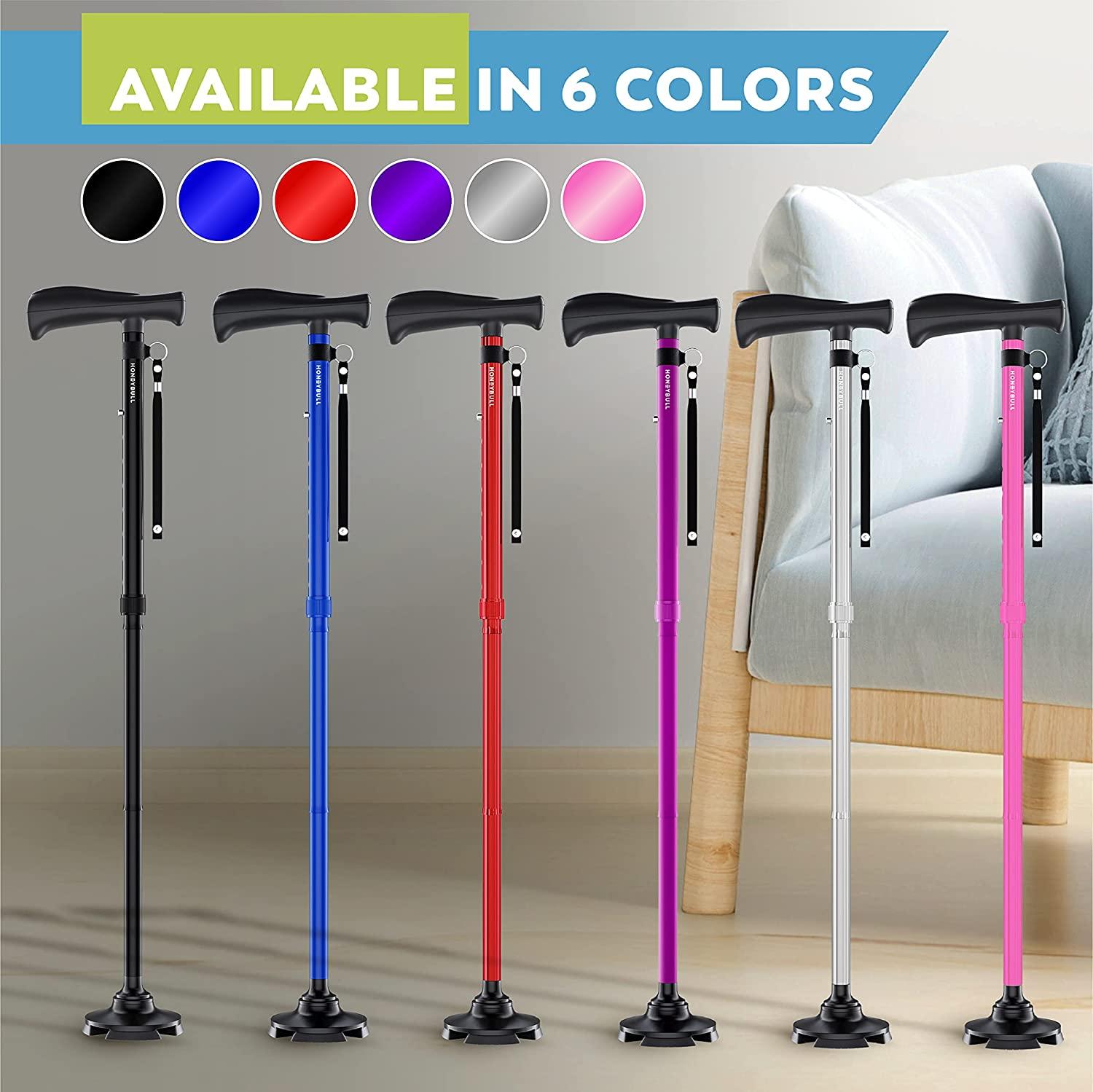 HONEYBULL Free Standing Foldable Walking Cane for Men & Women with ...