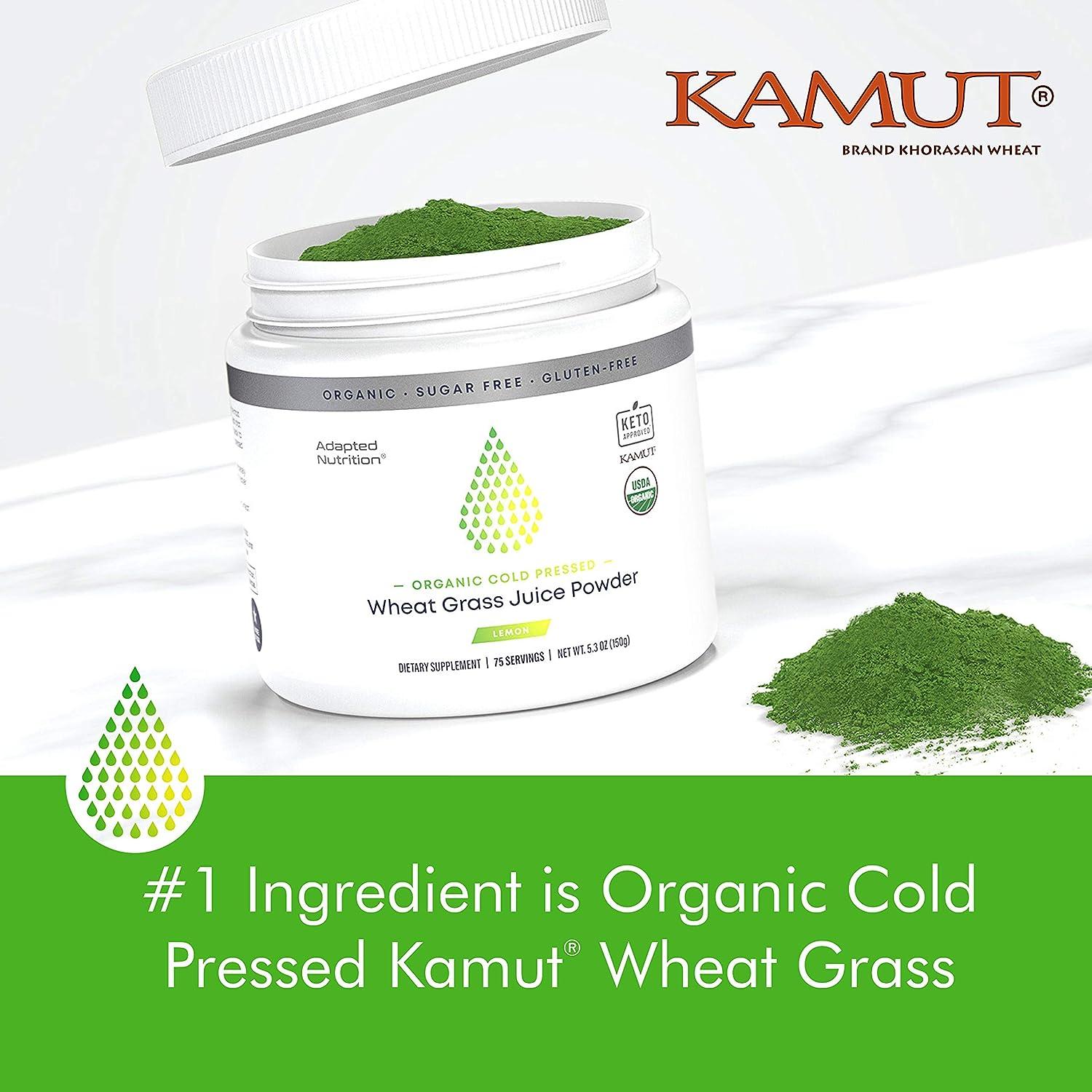 Organic Wheatgrass Juice Powder with Kamut | 75 Servings | Chlorophyll ...