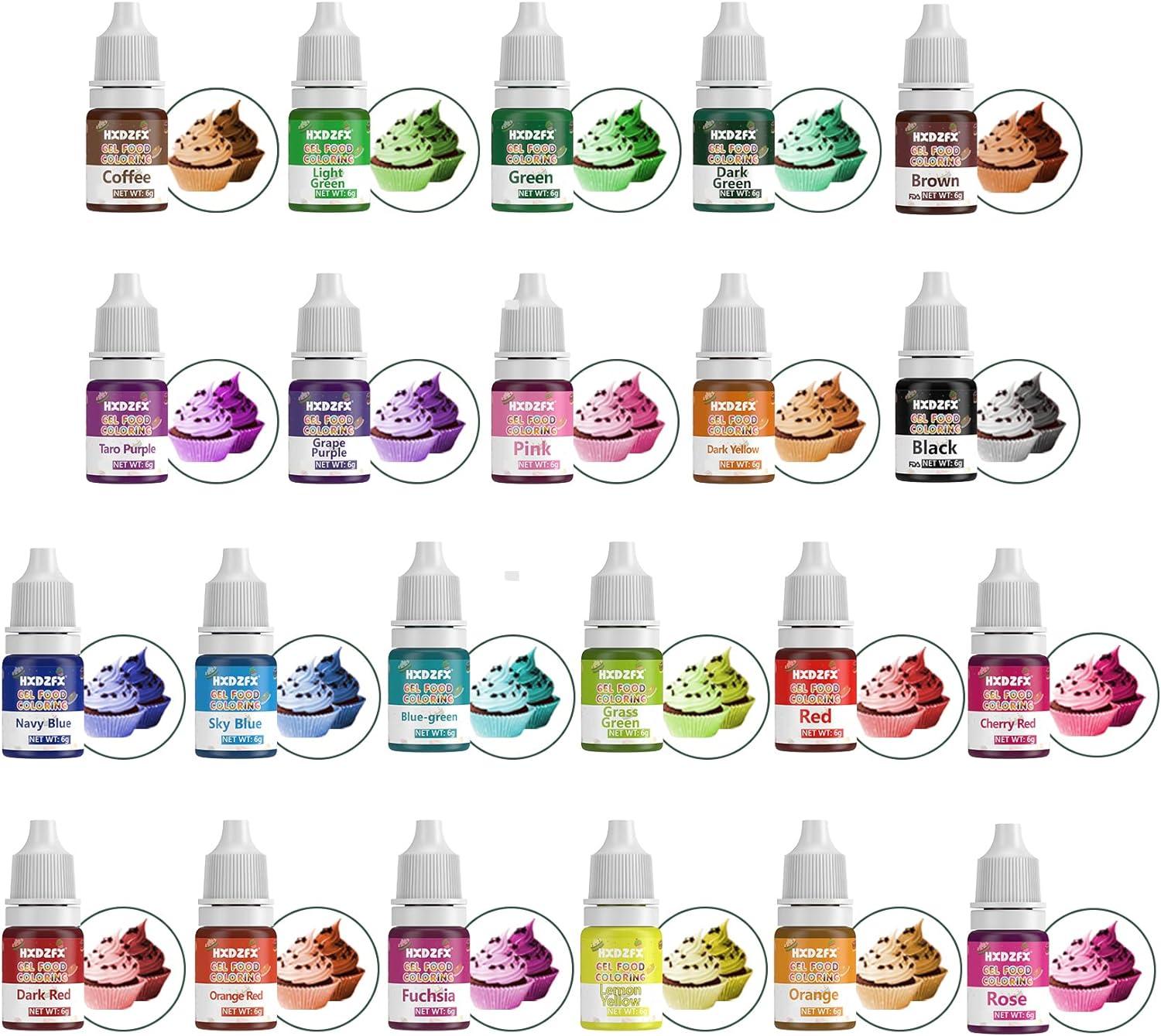 22 Color Food Colouring Gel Set - Concentrated Liquid Dye for Baking ...