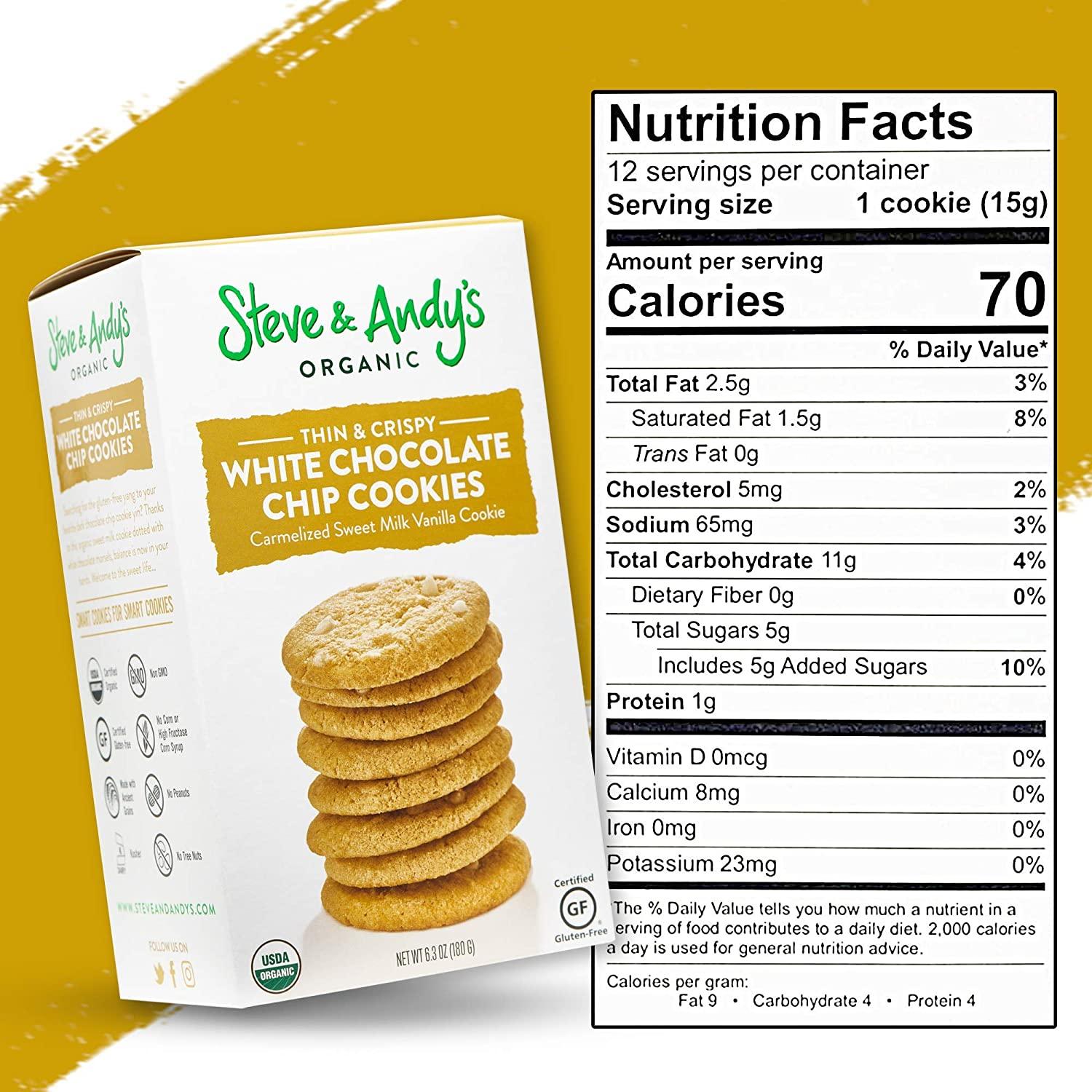 Steve and Andys Gluten Free Vanilla White Chocolate Crunchy Cookies (2 ...