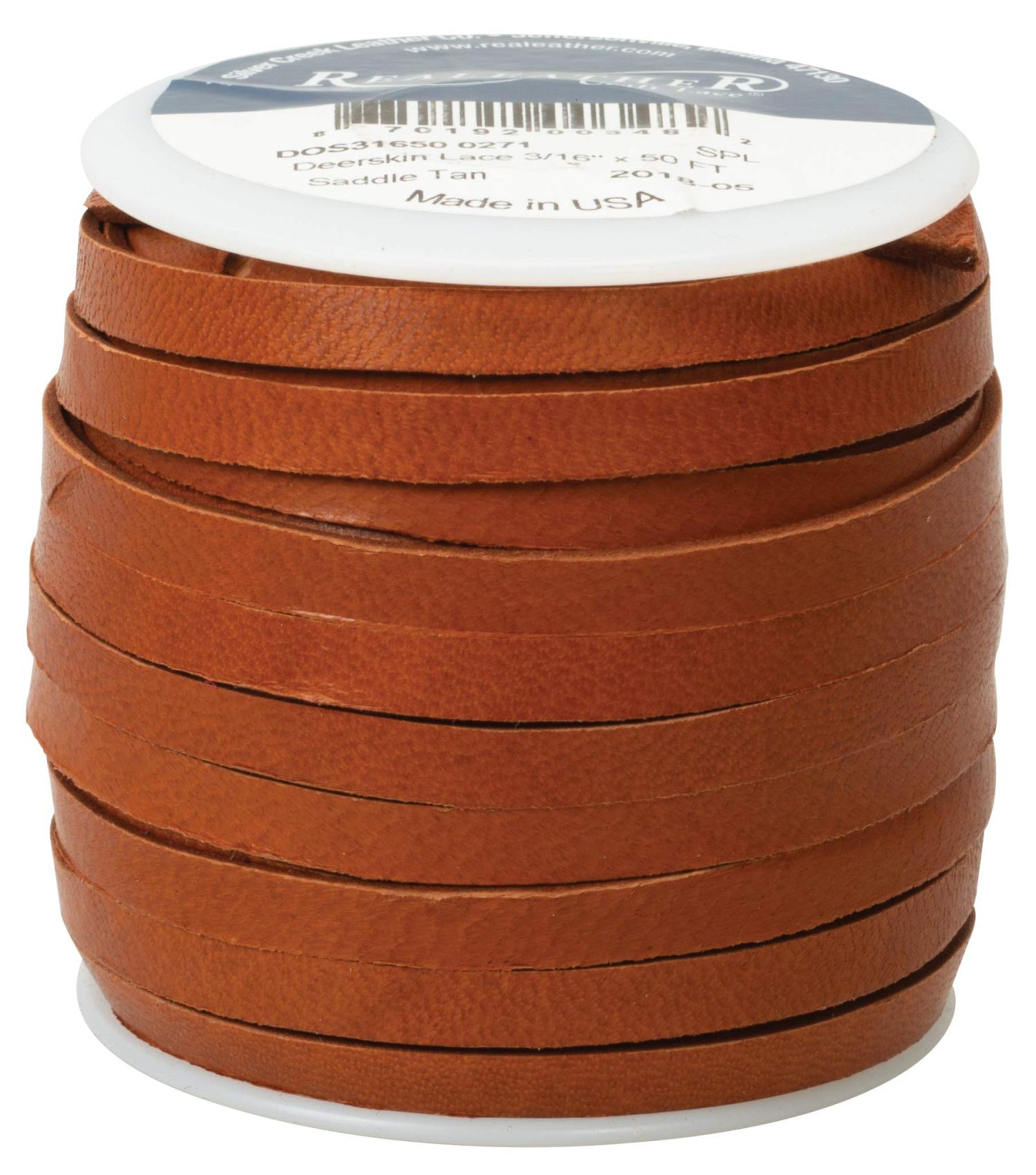Deerskin Lace 3/16 x 50' - Saddle Tan | 3/16 Wide Genuine Leather l ...