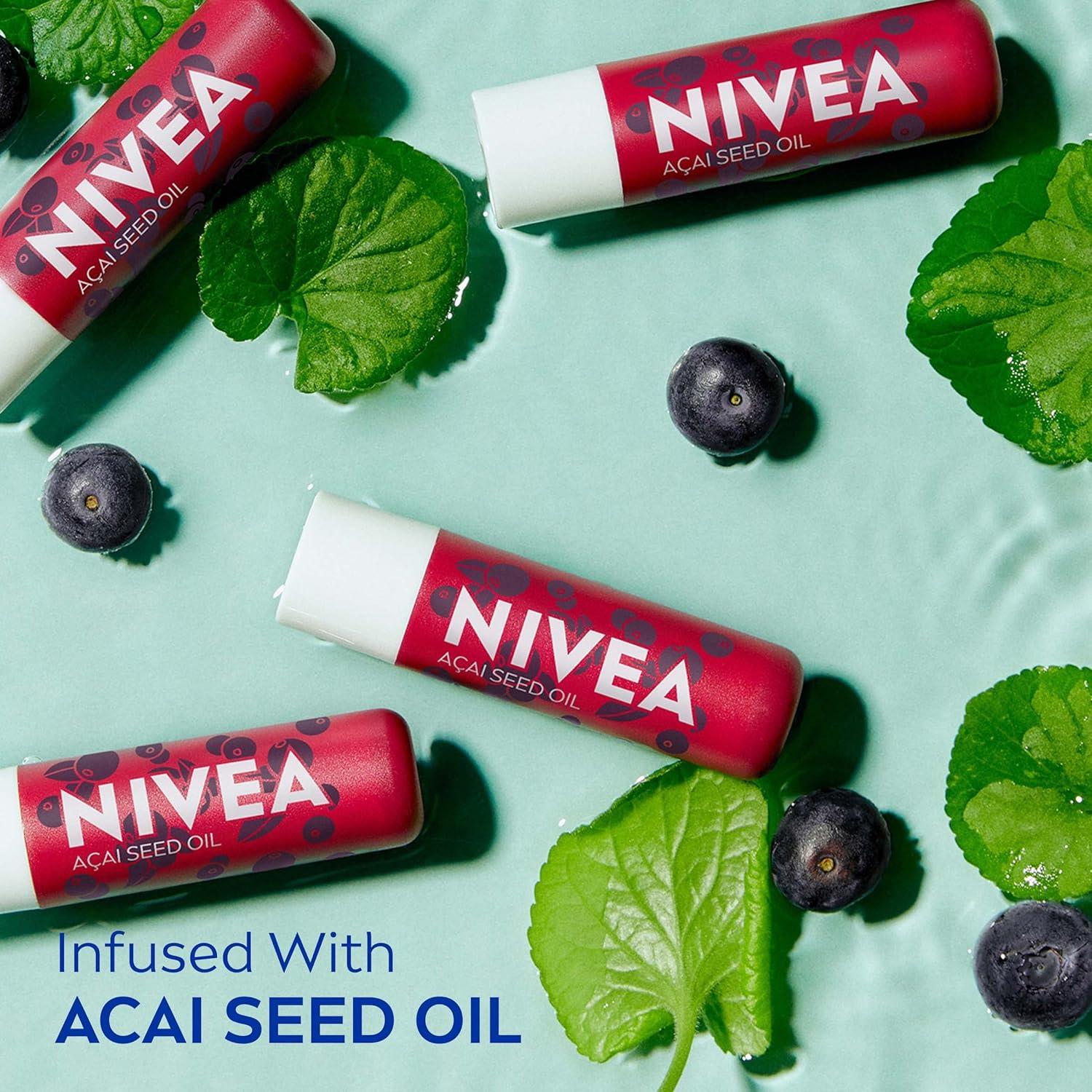 NIVEA Vegan Lip Care Variety Pack - Acai Seed Oil & Hemp Seed Oil Shea ...