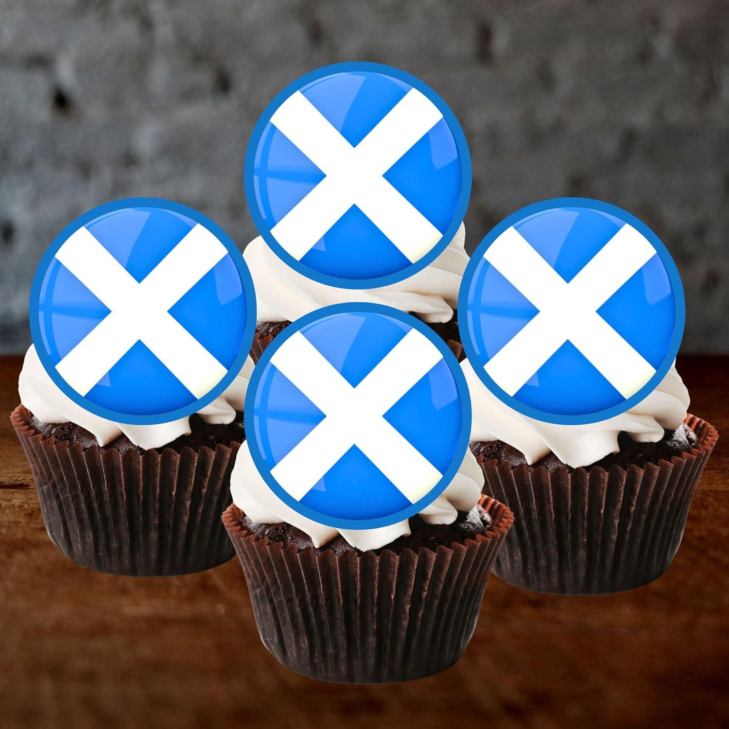 24 Edible Scottish Flag Cupcake Toppers Scotland Flag Six Nations Decorations Scottish Rugby ...