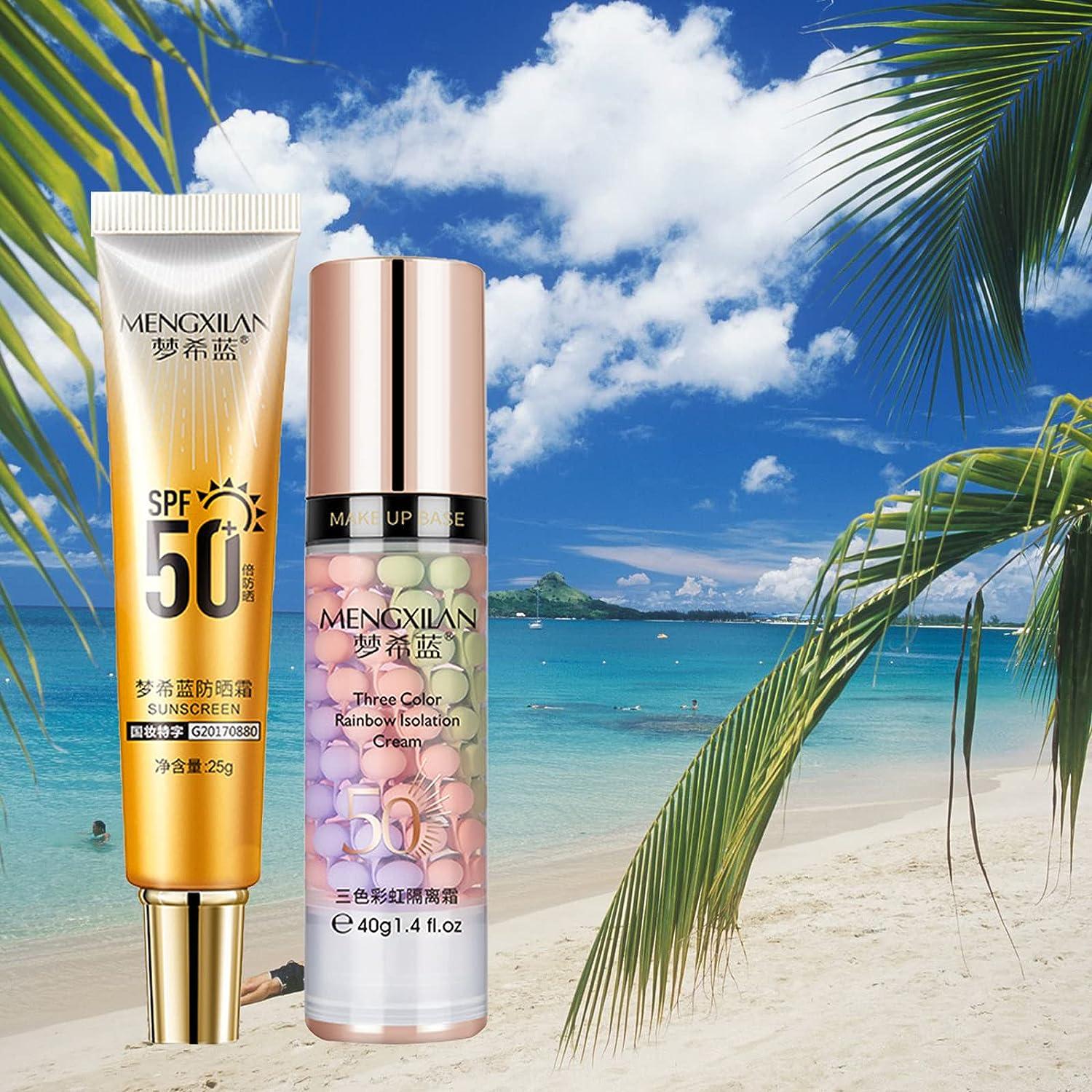 Isolation Cream Primer & Sunscreen Set | SPF 50+ High Protection, Pore ...