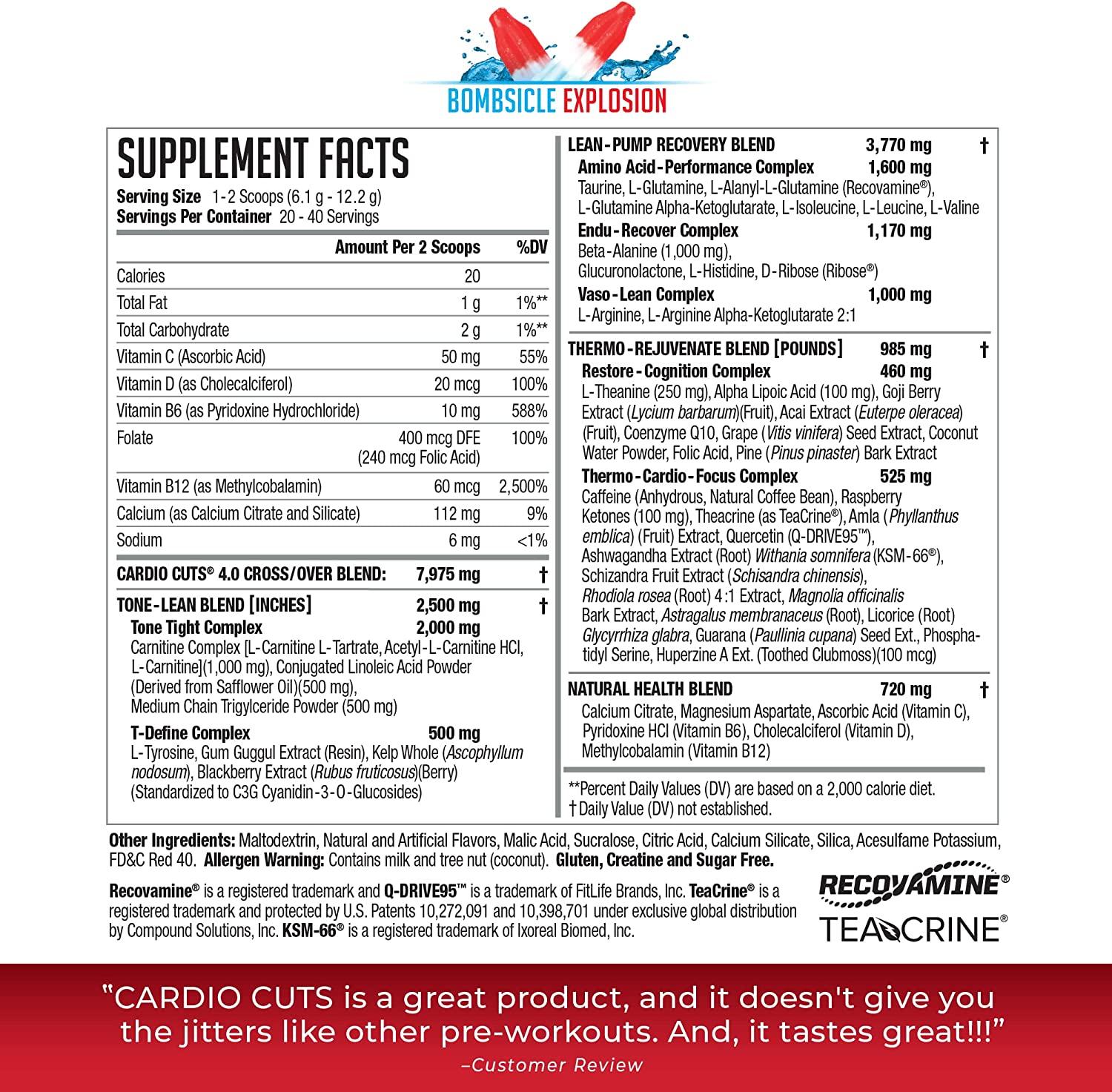 NDS Nutrition Cardio Cuts 4.0 Pre Workout Supplement - Weight Loss ...