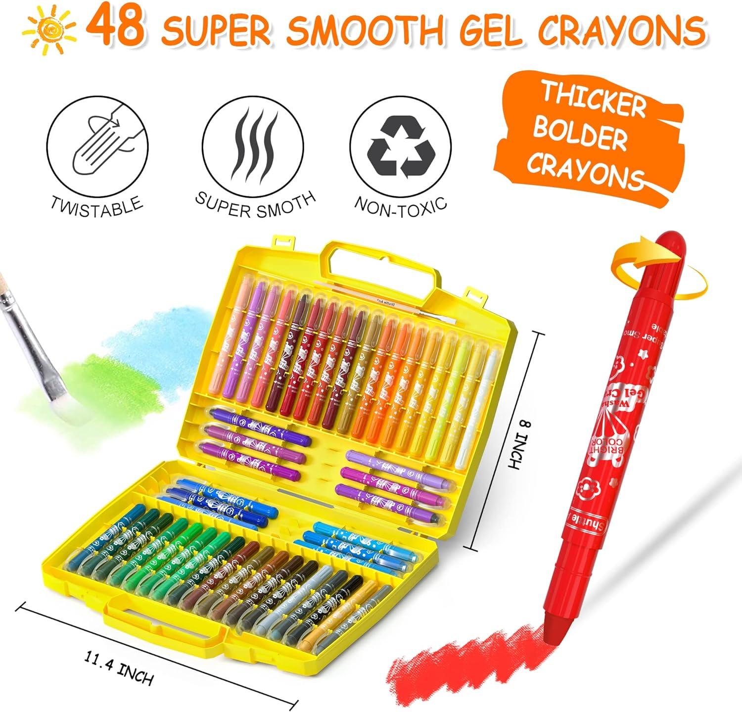 Shuttle Art 48 Colors Gel Crayons for Toddlers - Non-Toxic Twistable ...