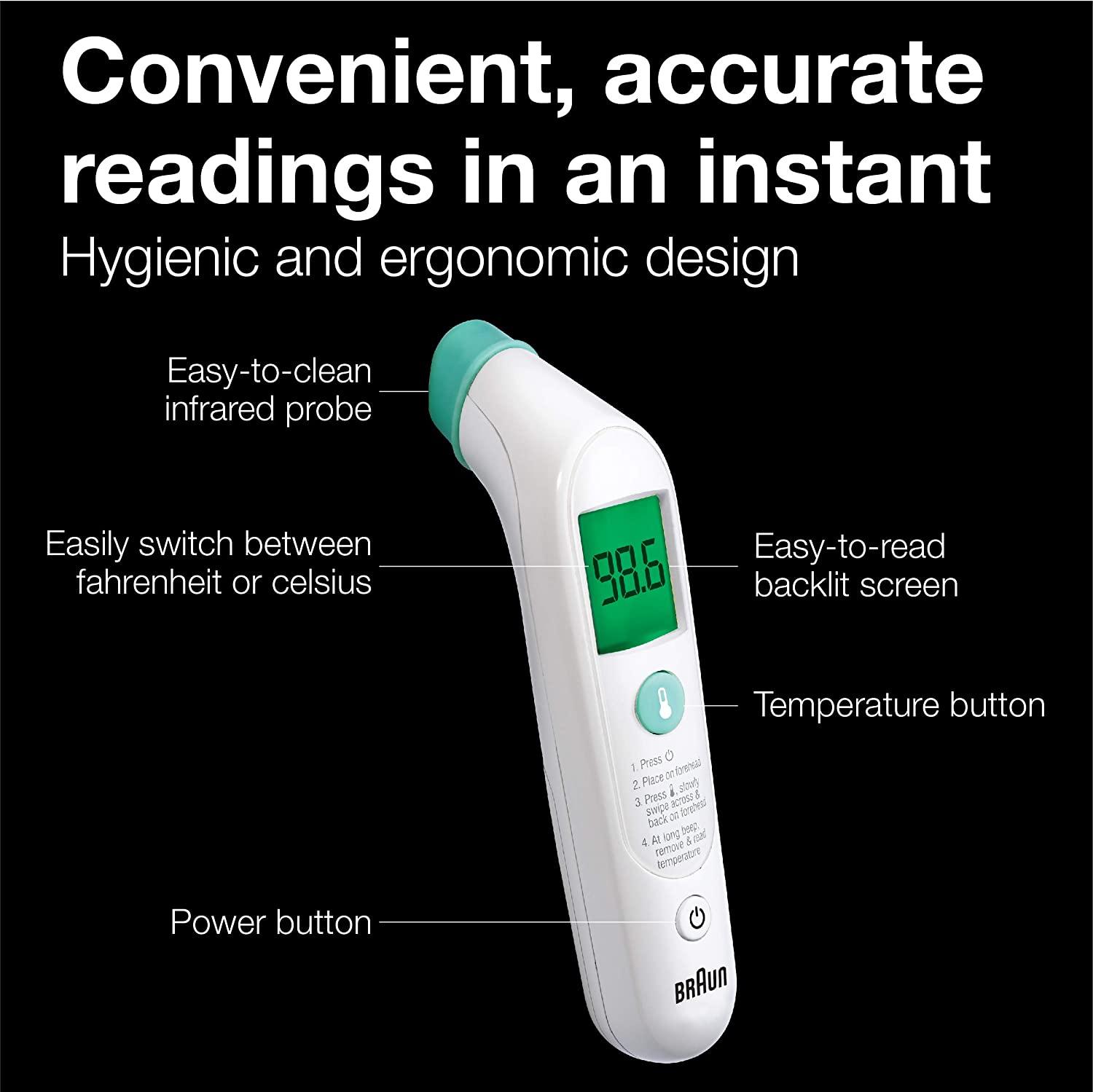 Braun TempleSwipe Digital Thermometer - Color Coded Temperature ...