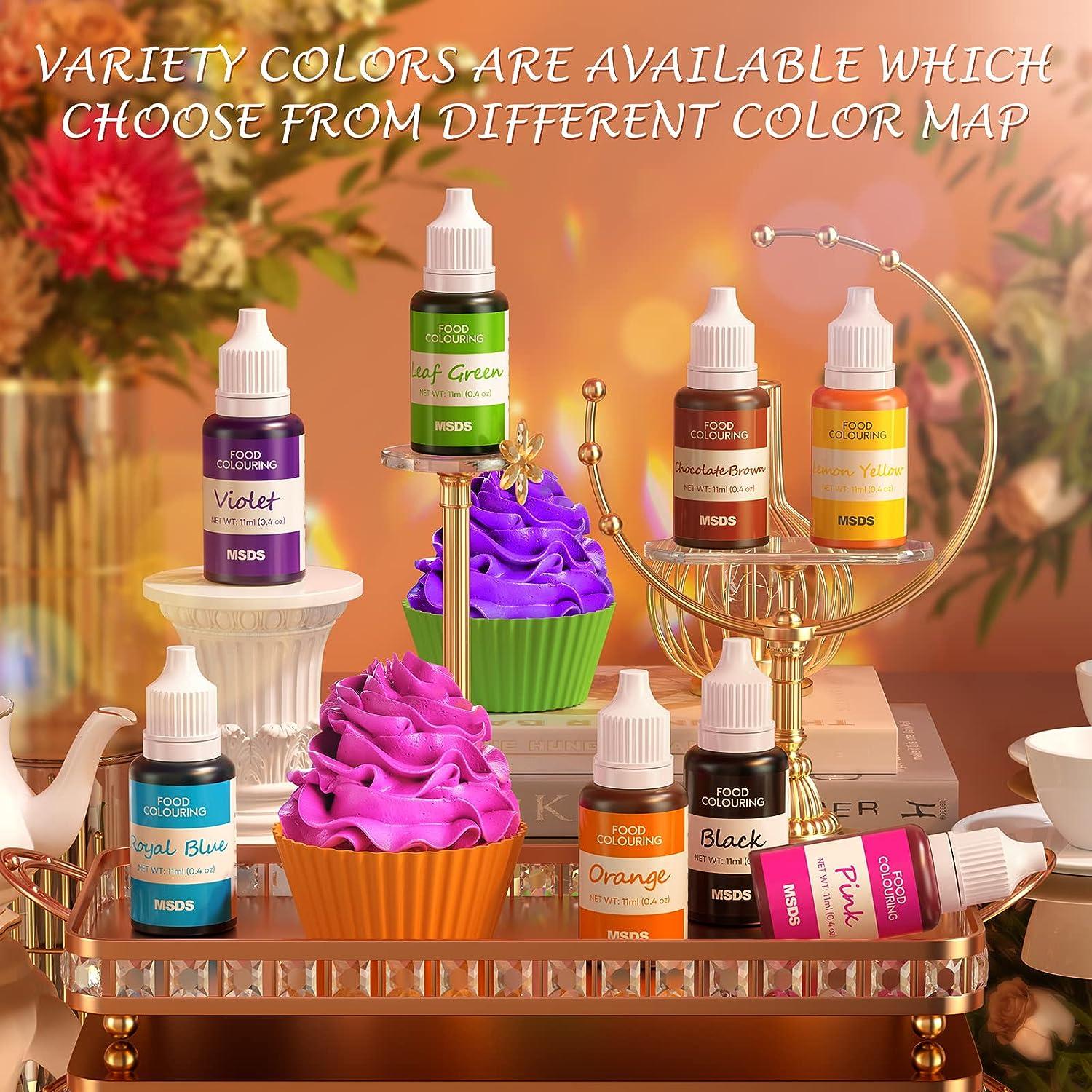 Wayin 8 Color Cake Food Coloring Liquid - Edible Vegan Dye for Baking ...